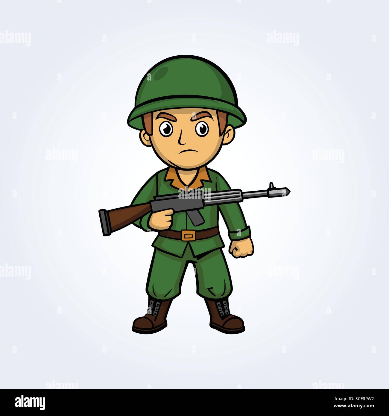 An illustration character of an army man in uniform and a gun Stock ...