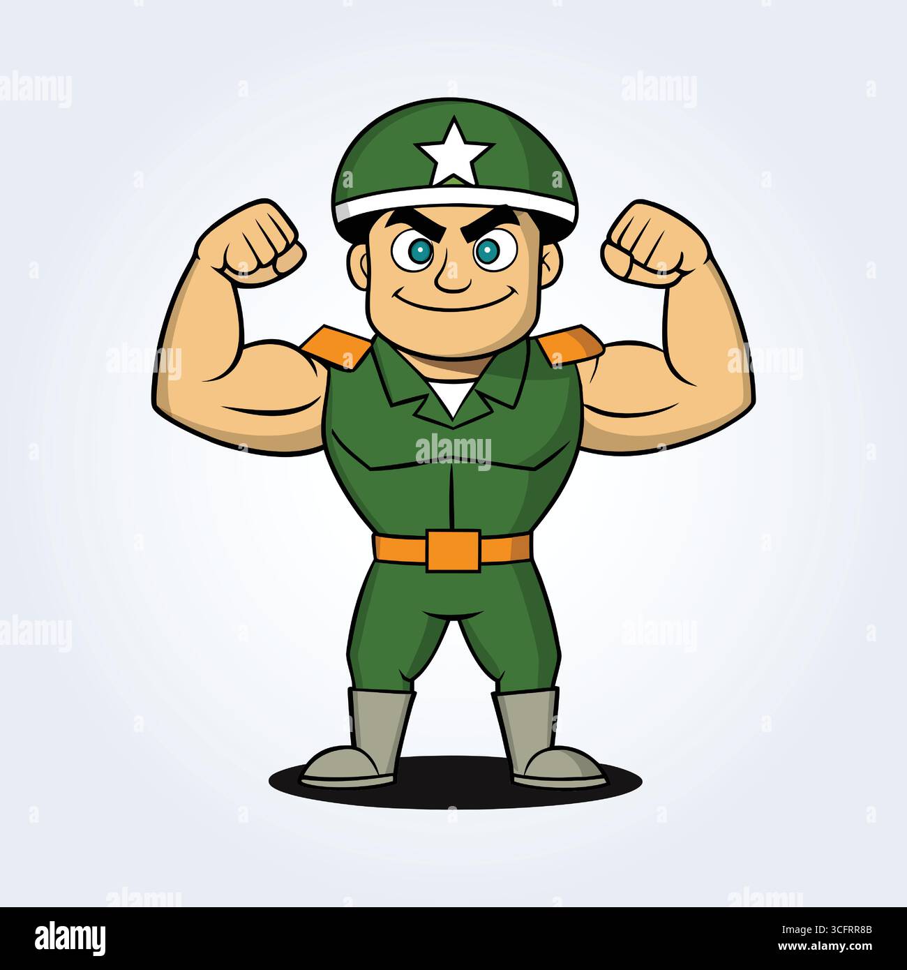An illustration character of an army man showing muscles Stock Vector ...