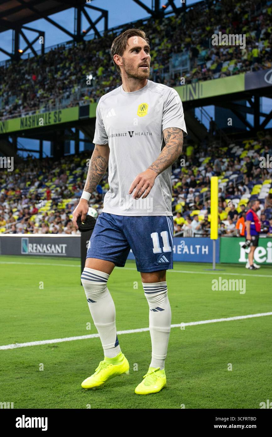 Nashville SC forward Tyler Boyd (11) enters the pitch before the match ...