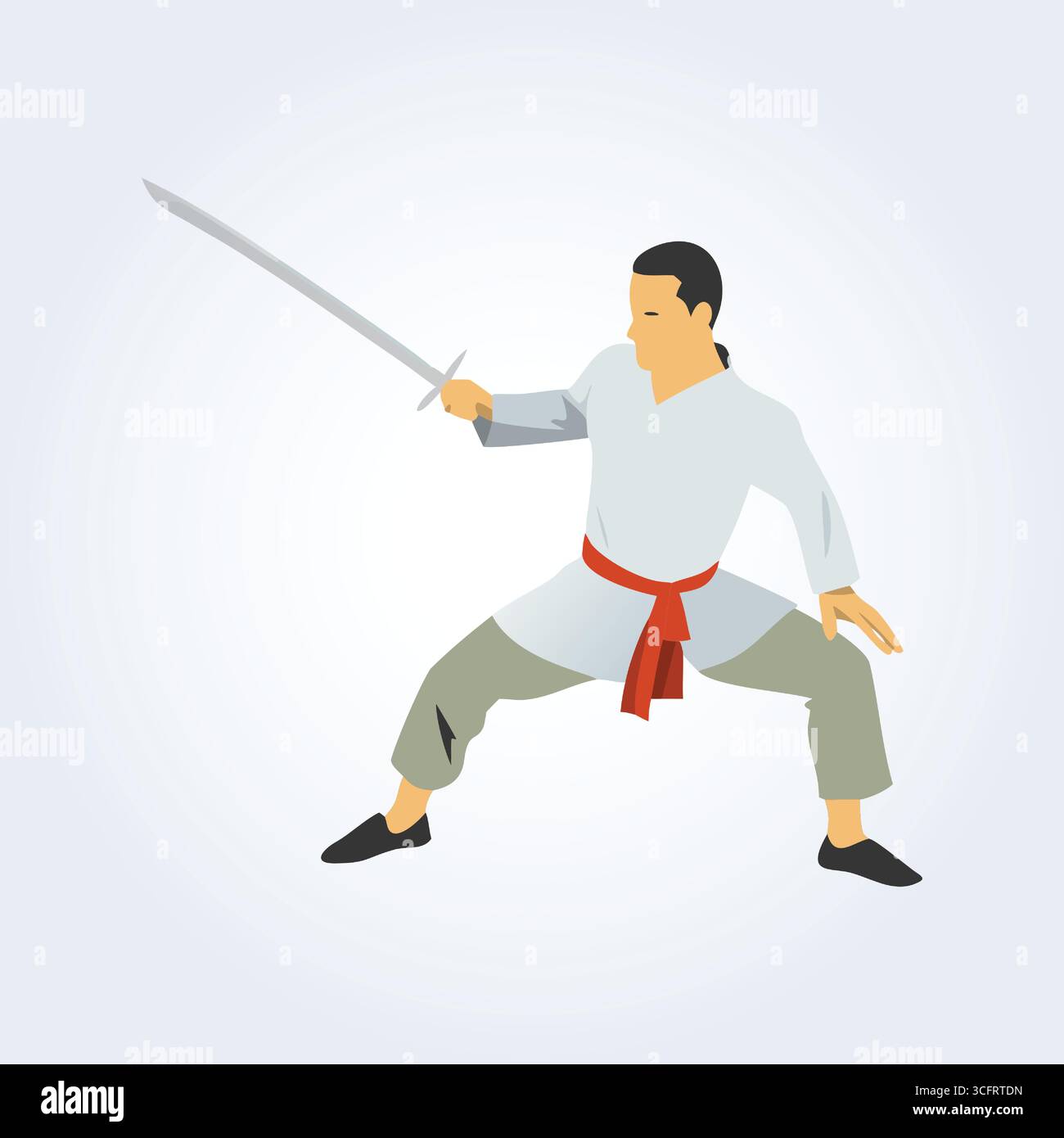 a character illustration of a karate man playing with a sword Stock ...