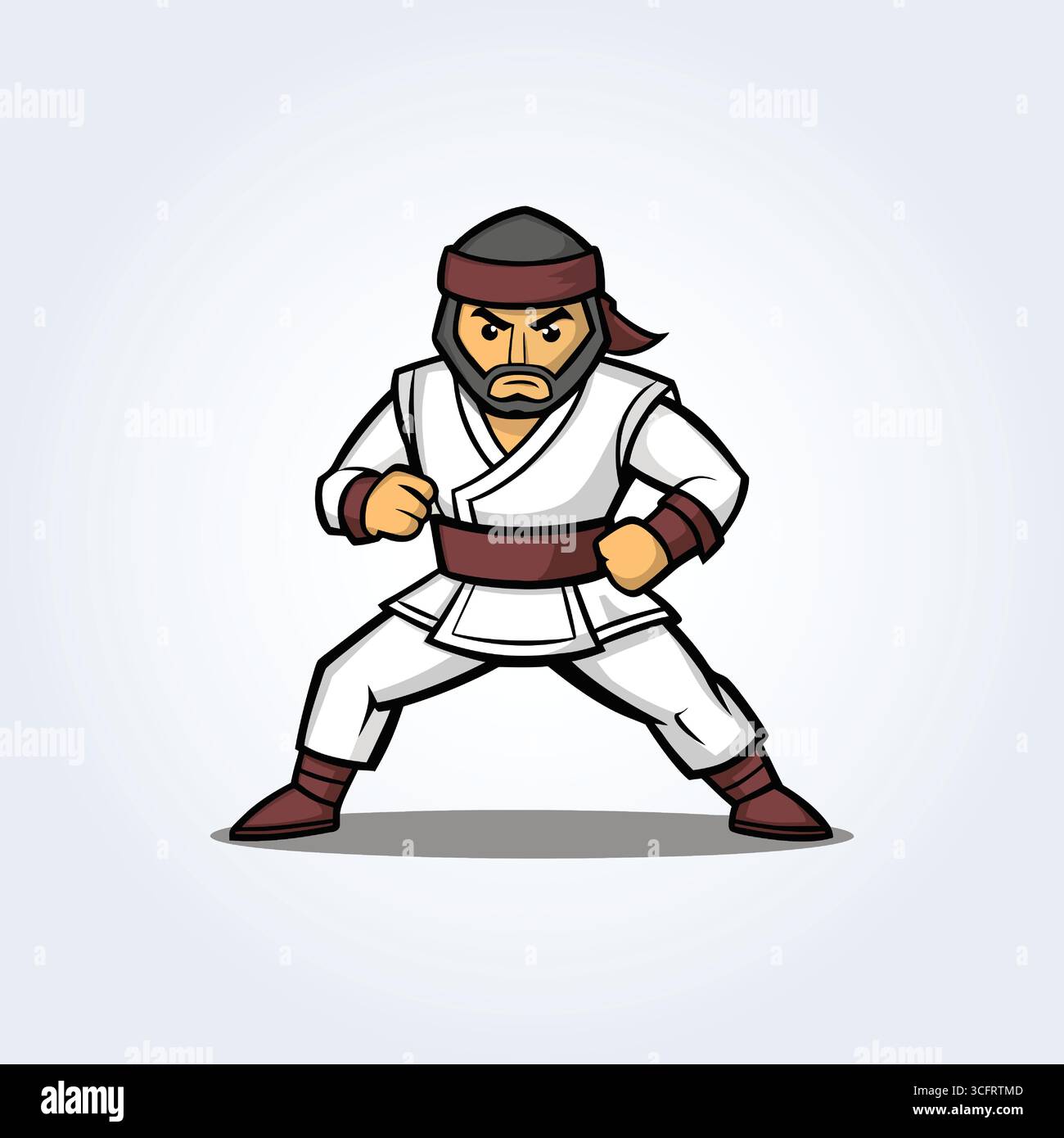 a cartoon character illustration of a karate man fighting with a punch ...
