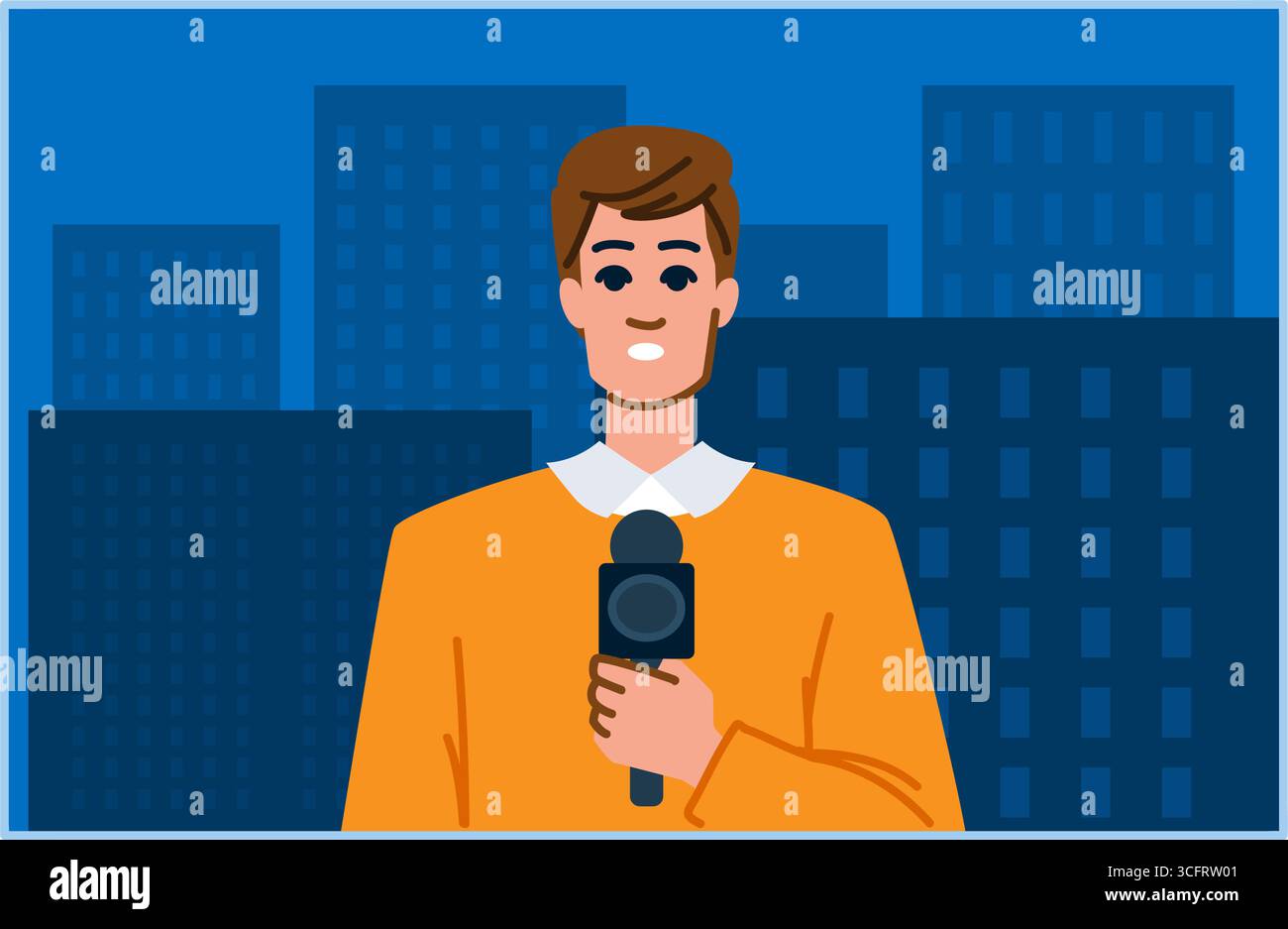 Reporter microphone reporting live Cut Out Stock Images & Pictures - Alamy