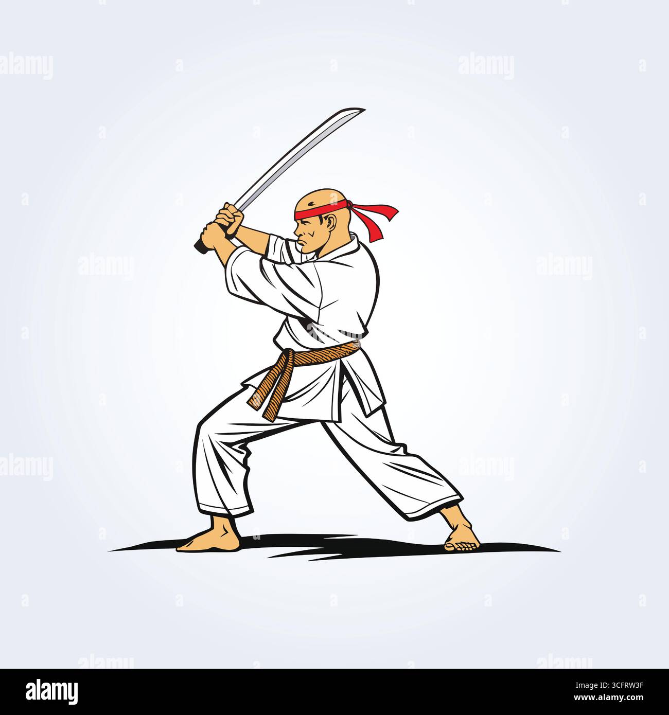 a character illustration of a karate man in a fighting pose Stock ...