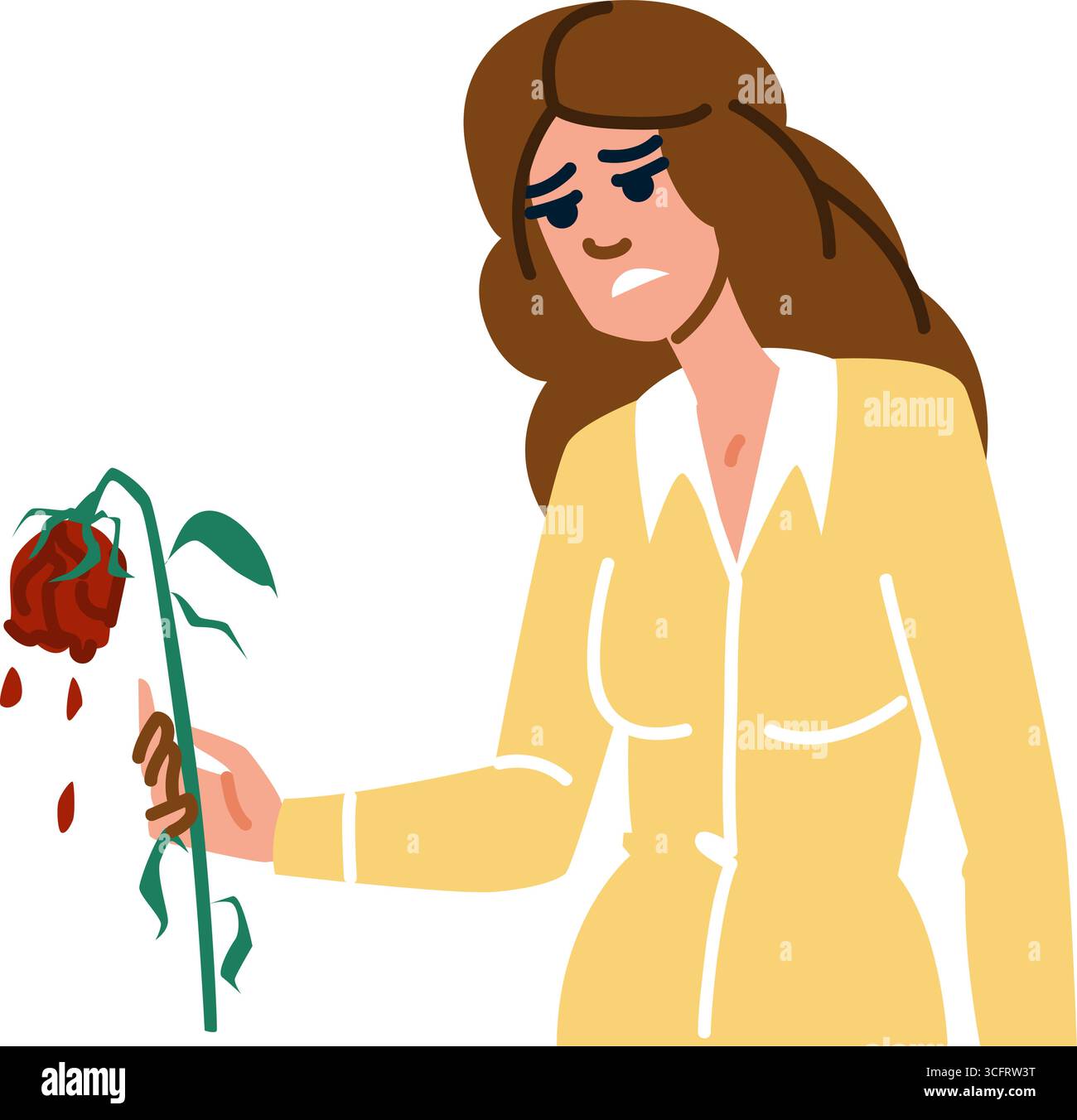 Sad woman with withered rose Stock Vector Images - Alamy