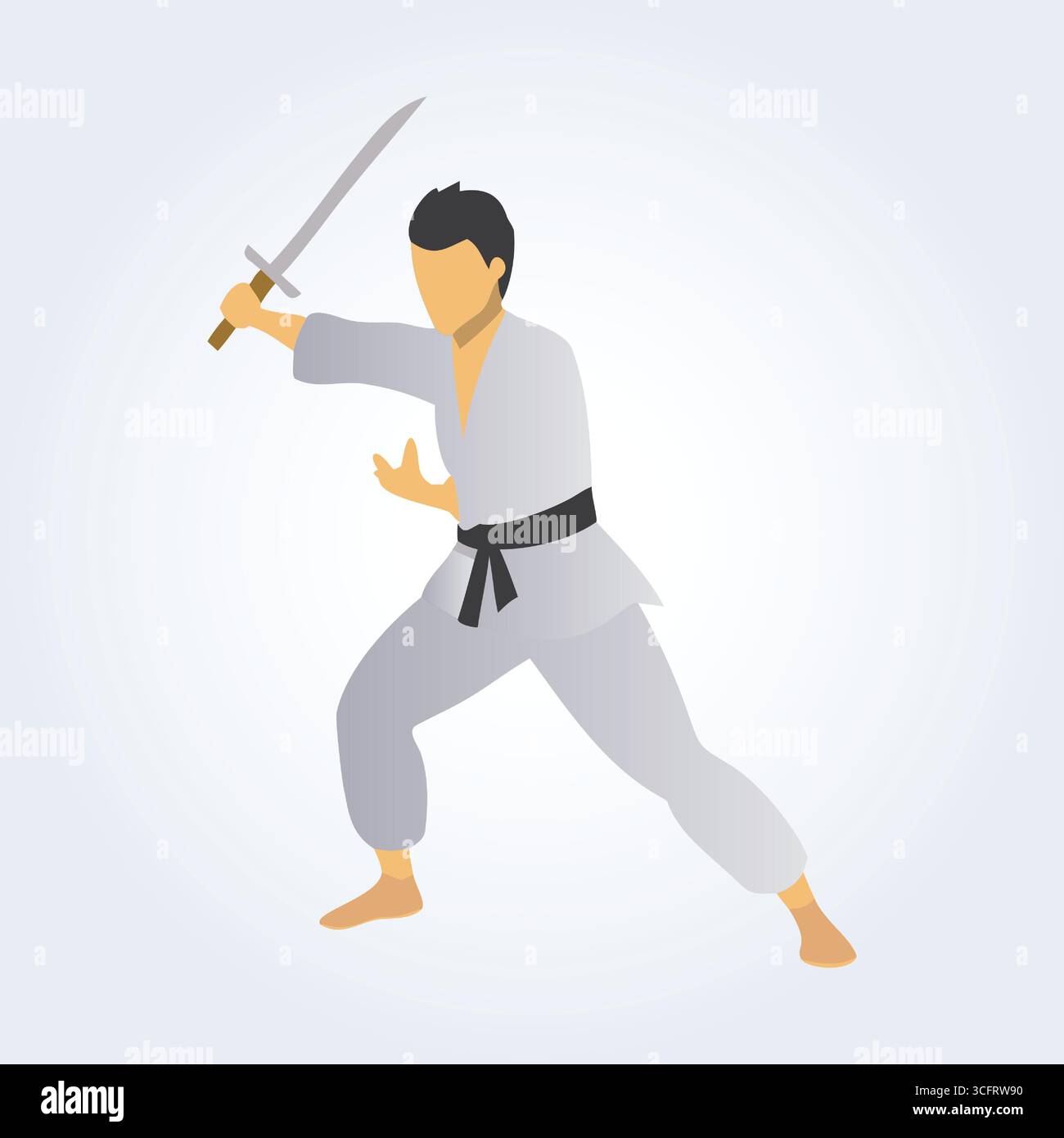 a character illustration of a karate man fighting with a sword Stock ...