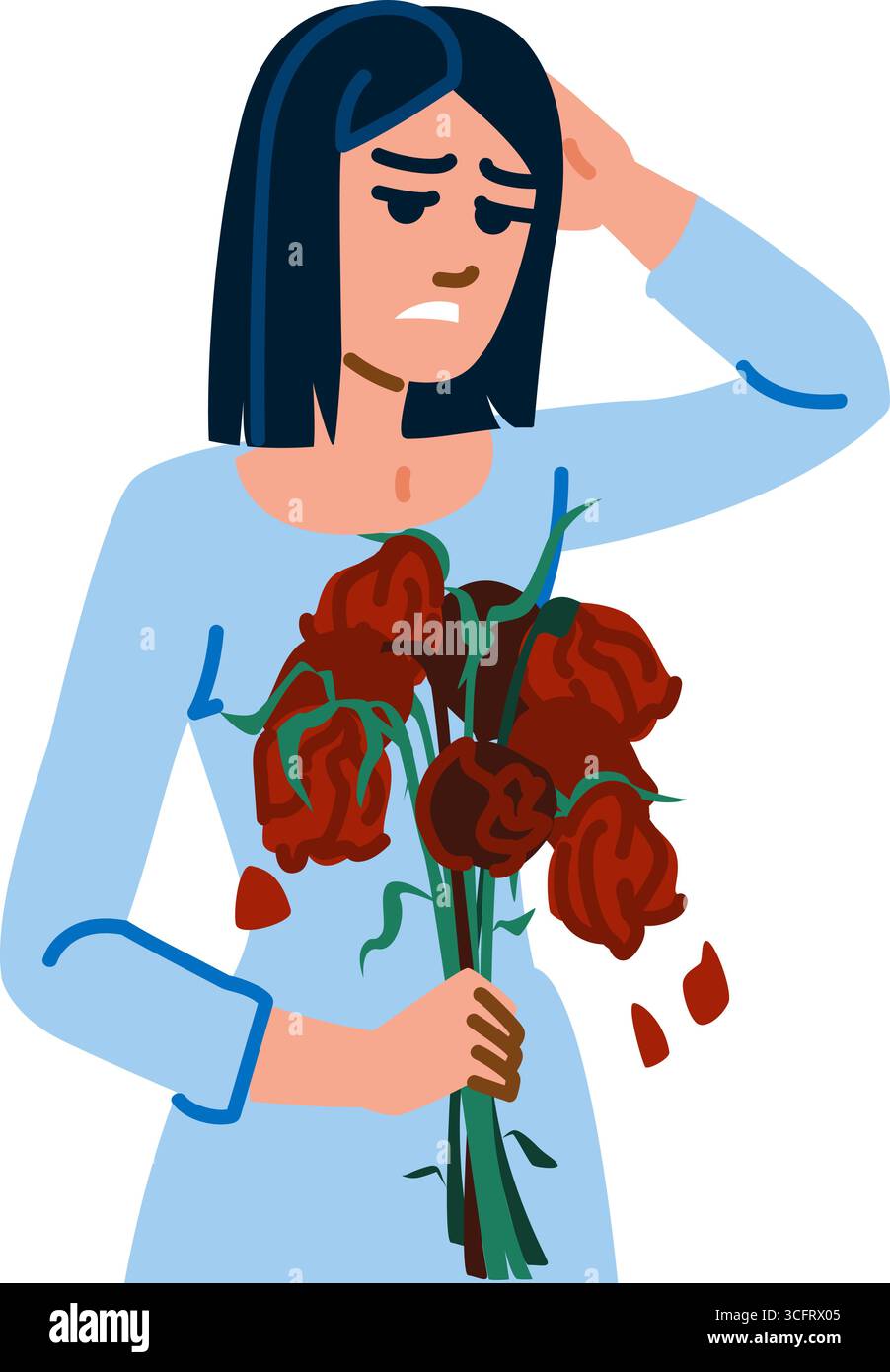 Sad woman holding withered rose hi-res stock photography and images - Alamy