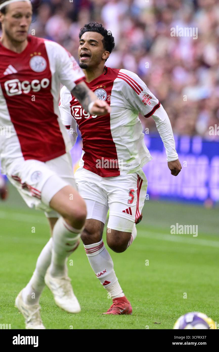 AMSTERDAM - Ajax's Owen Wijndal during the Dutch Eredivisie match ...
