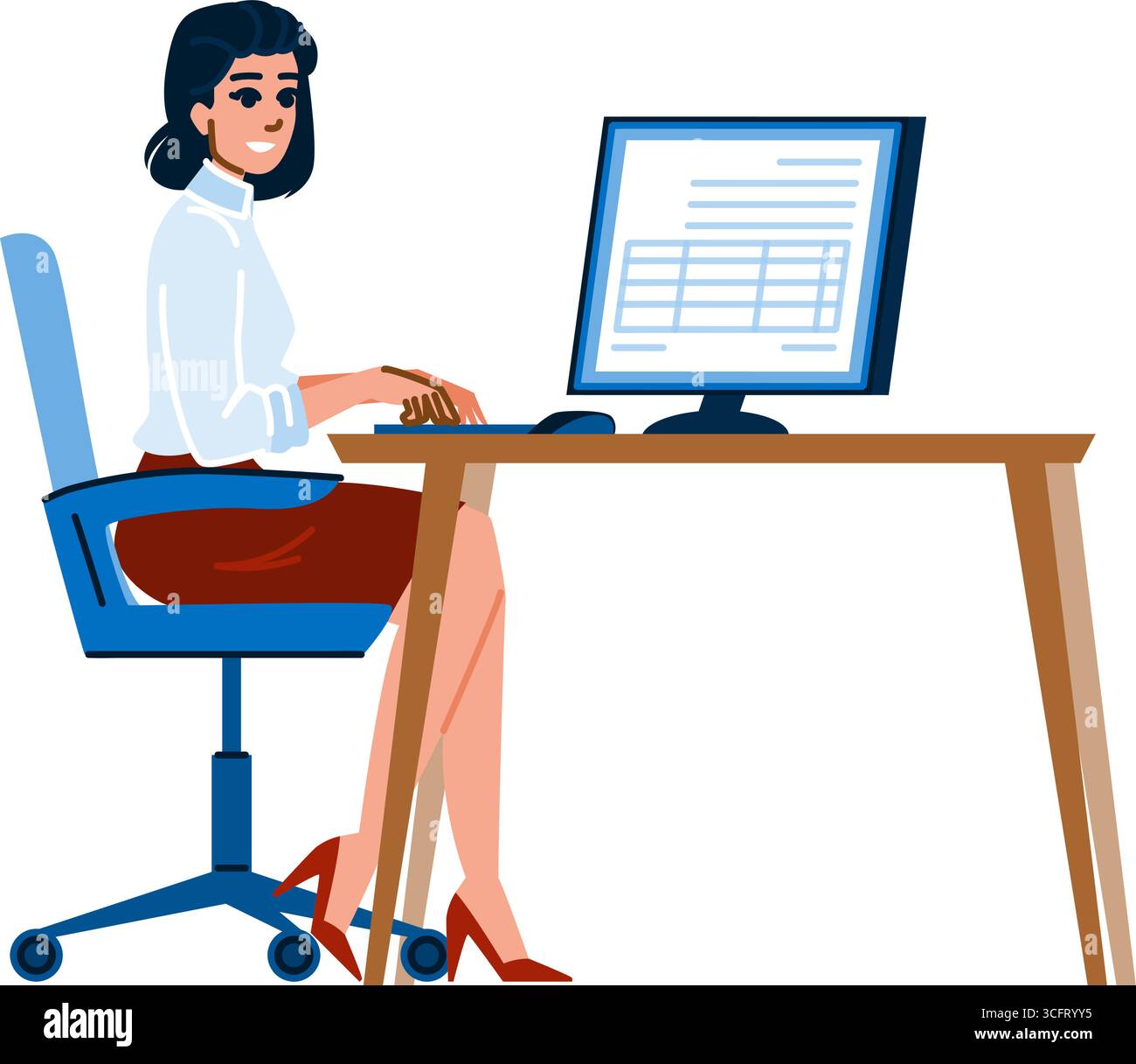 Office worker analyzing data on computer screen Stock Vector Image ...