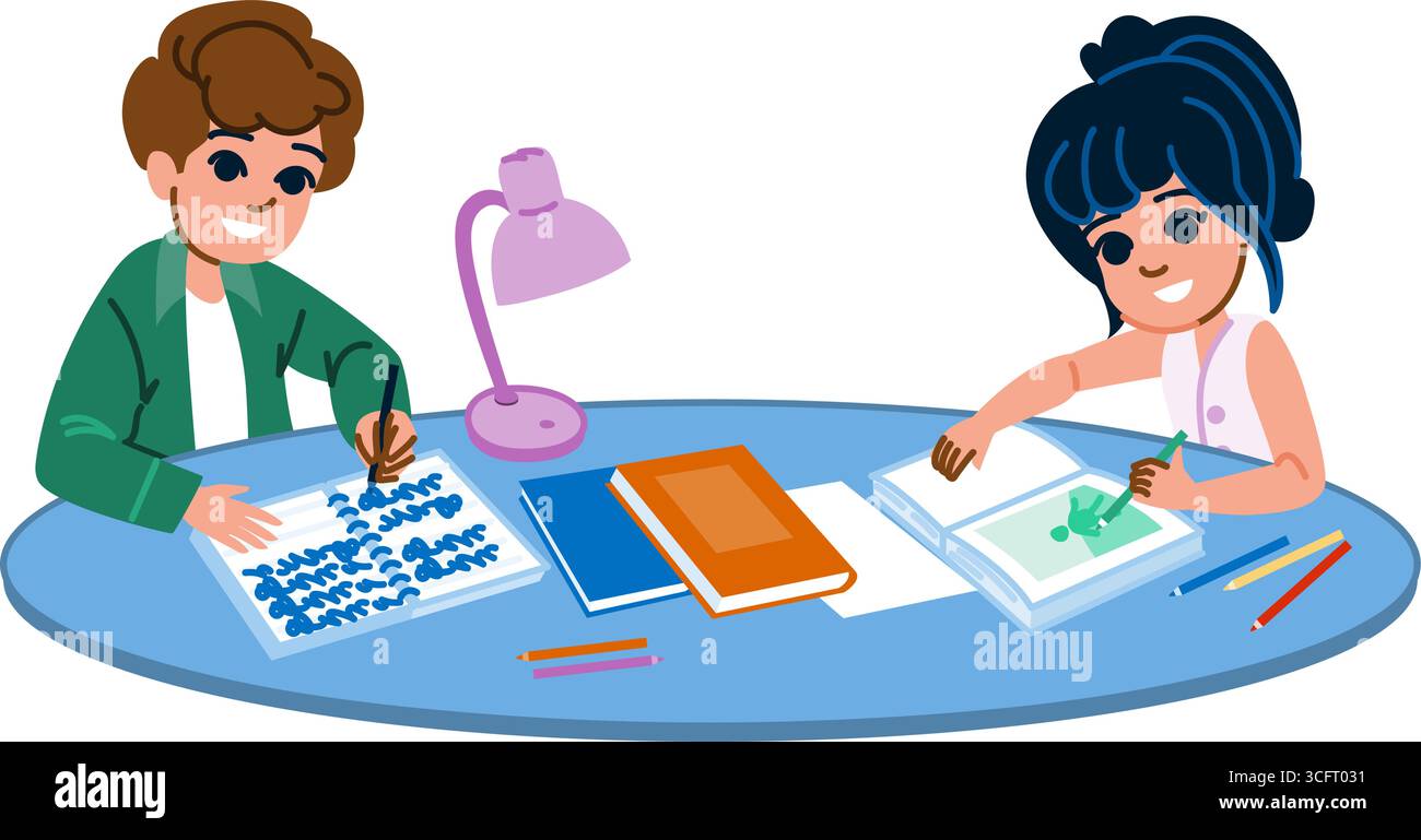 School kids doing homework Cut Out Stock Images & Pictures - Alamy