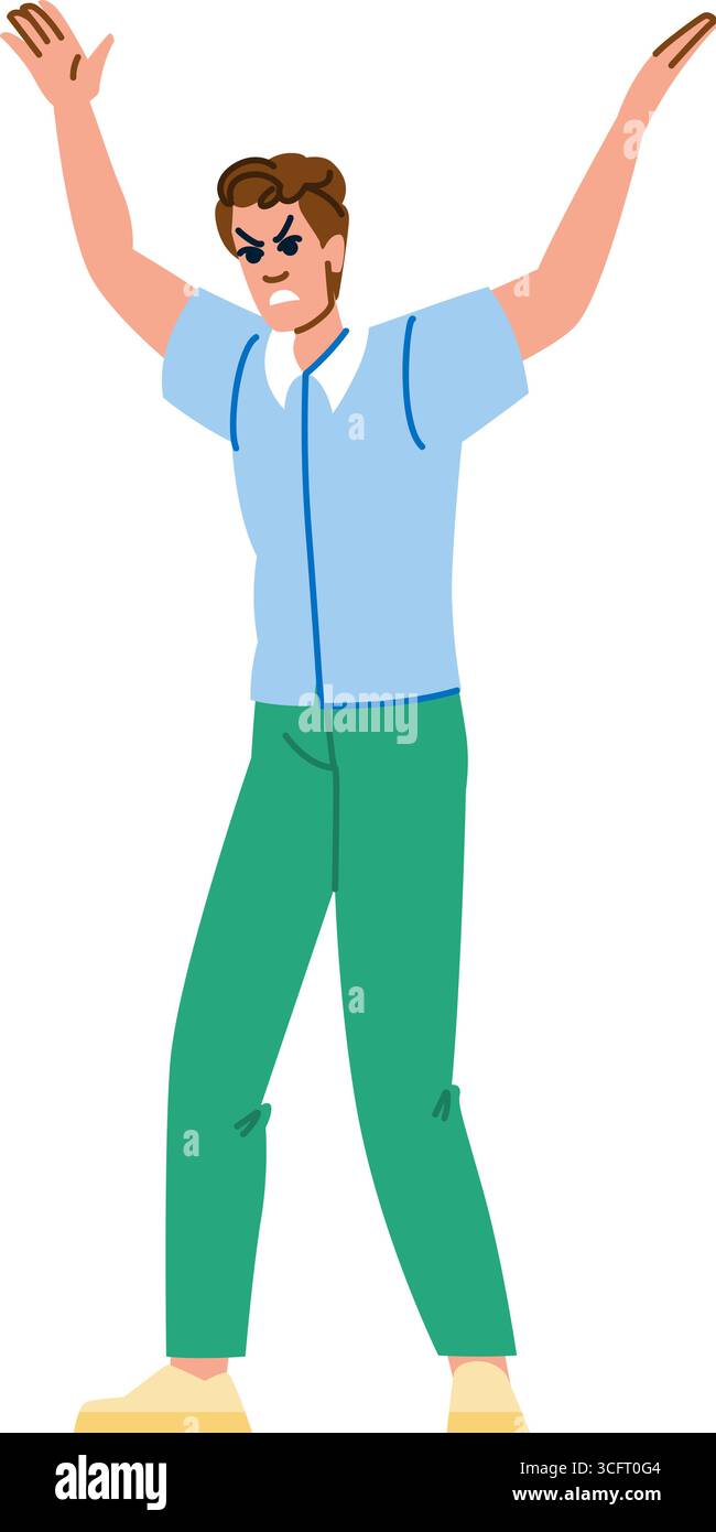 Angry man raising hands in frustration and disappointment Stock Vector ...
