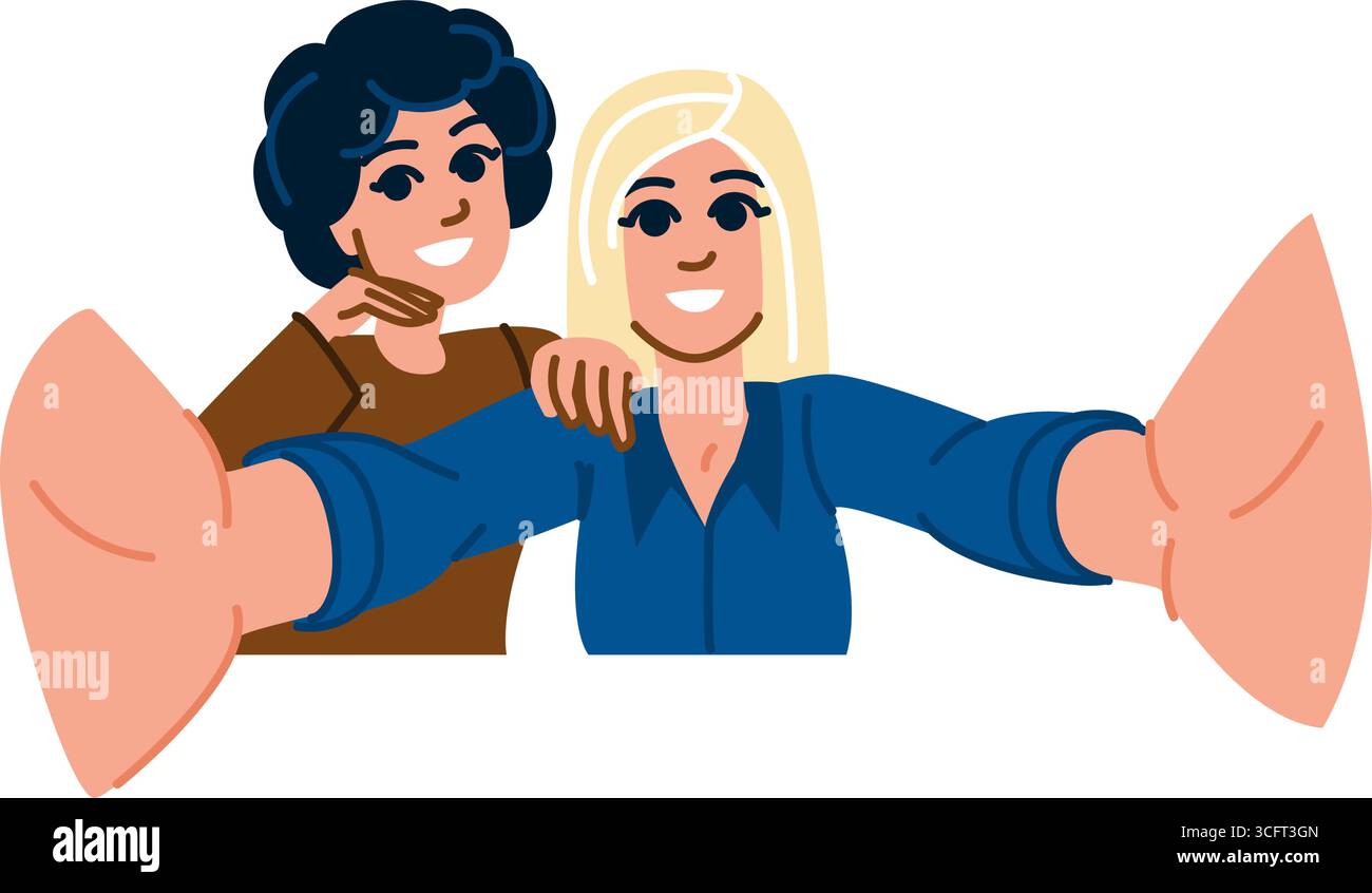 Portrait happy friends digital Stock Vector Images - Alamy