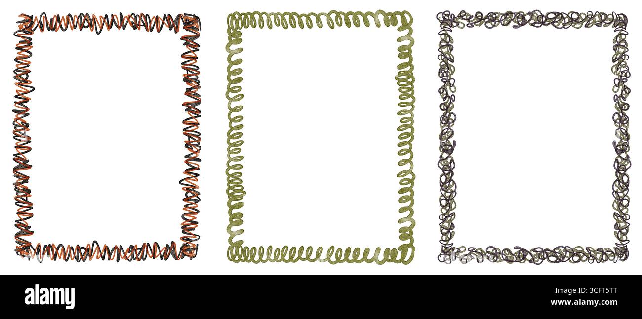 Scalloped And Wavy Rectangular Frames Set Stock Photo - Alamy