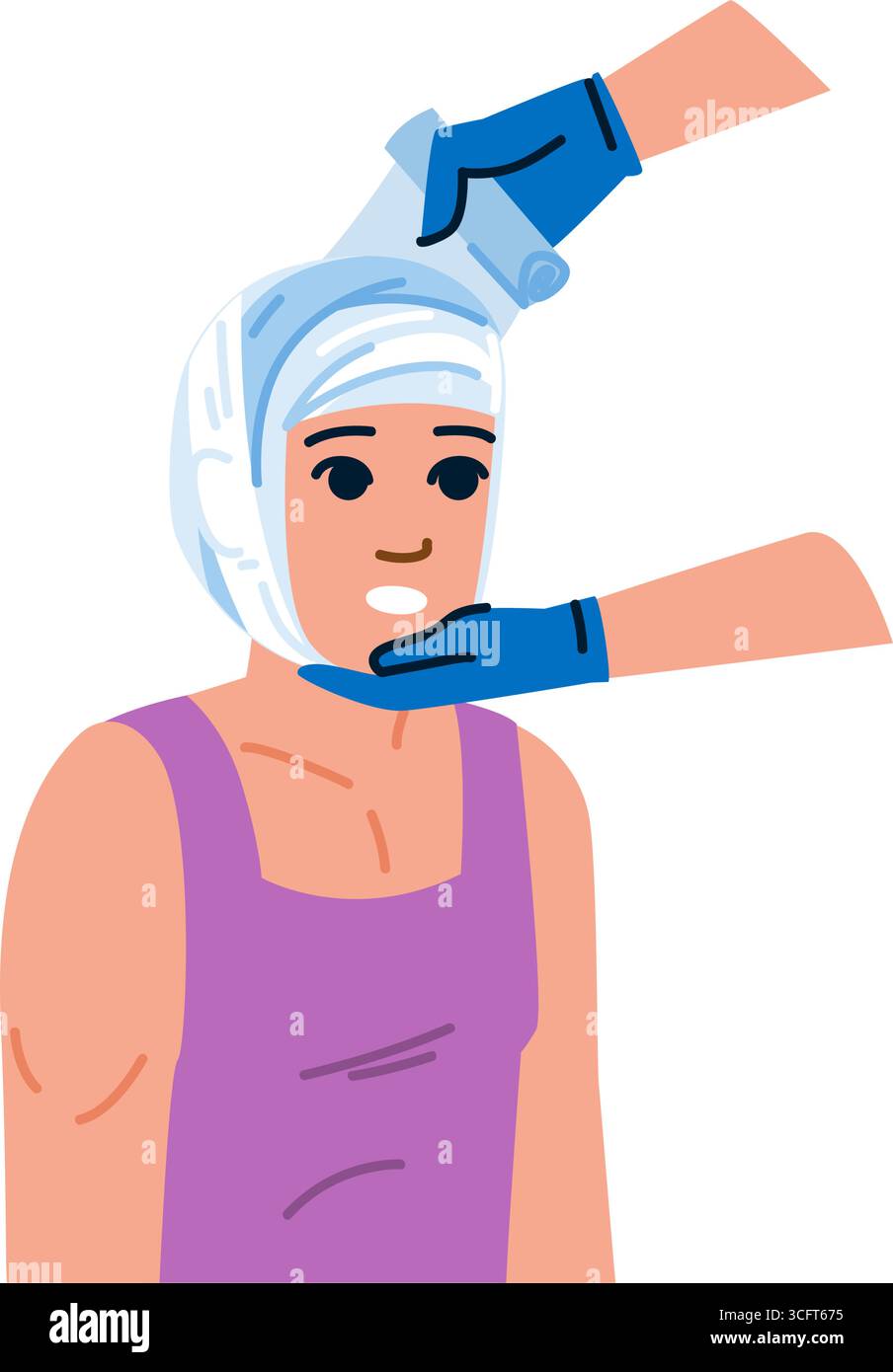 Doctor applying bandage on patient's head injury Stock Vector Image ...