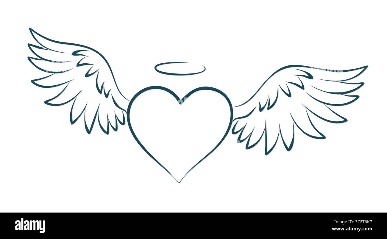 Flying heart wings symbol Stock Vector Images - Alamy