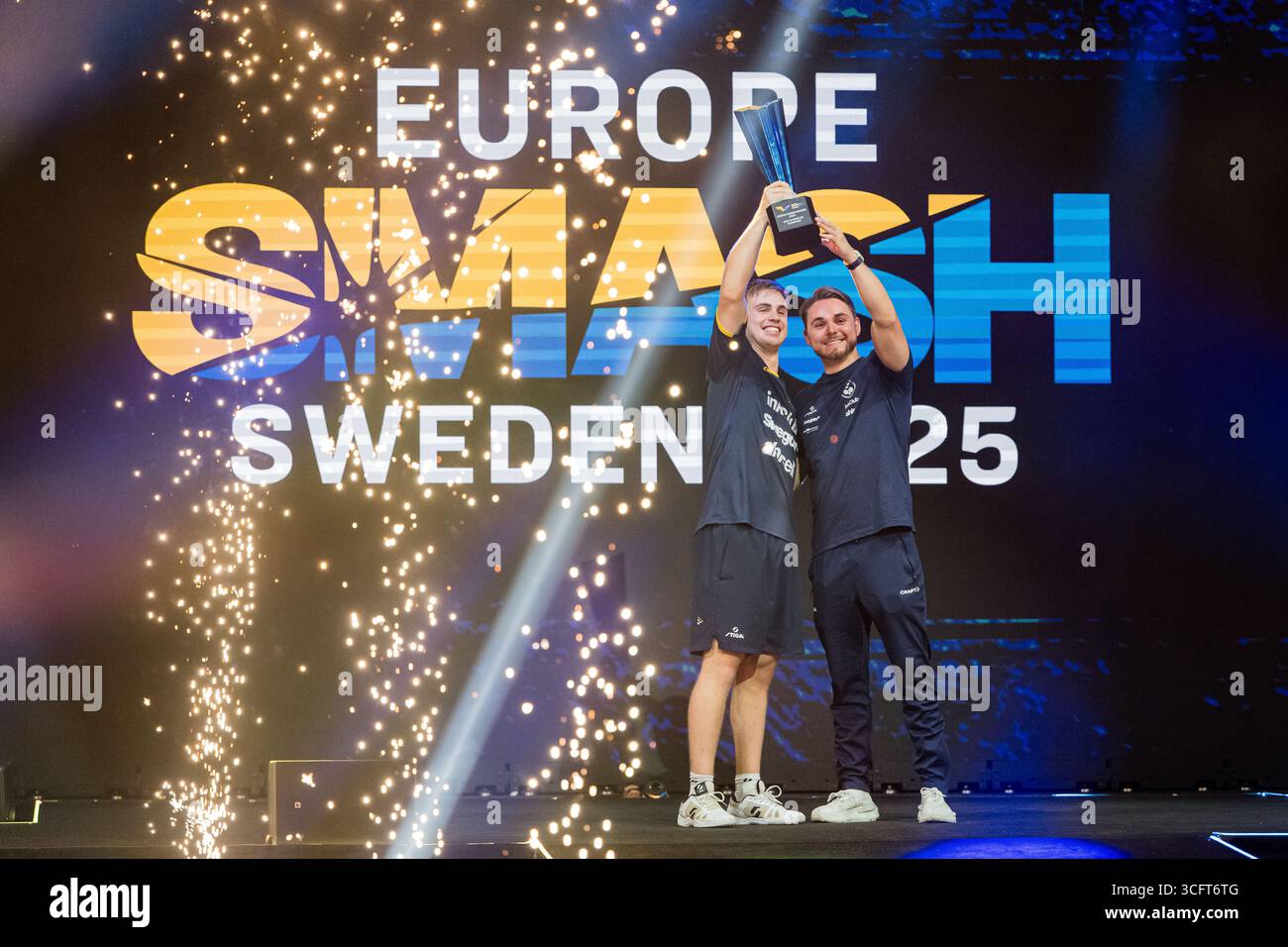 250824 Truls Möregårdh of Sweden celebrate with coach Malte Möregårdh ...