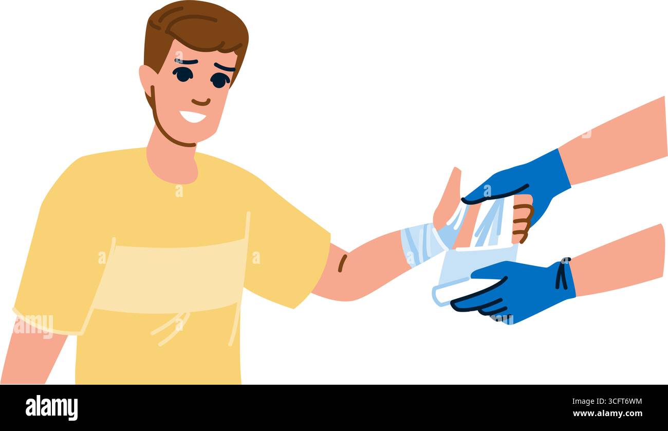 Doctor bandaging patient's arm after injury Stock Vector Image & Art ...