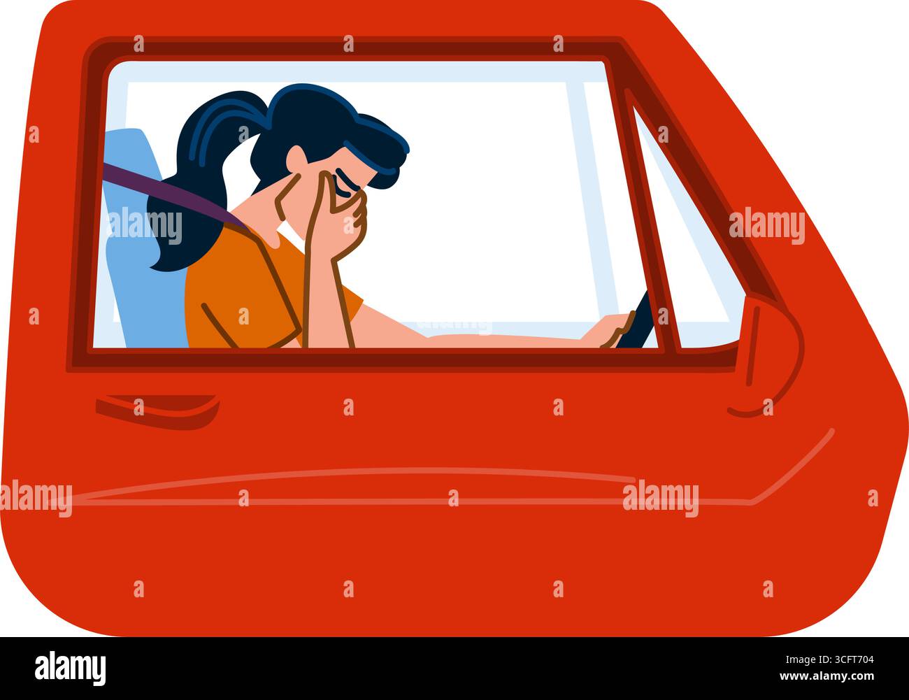 Burnout tired woman rubbing Stock Vector Images - Alamy