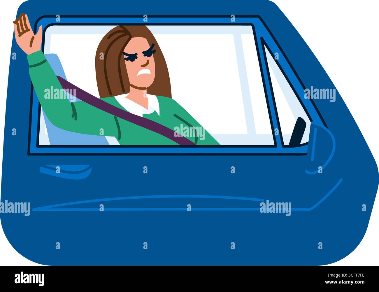 Angry woman driver gesturing and shouting while driving car Stock ...