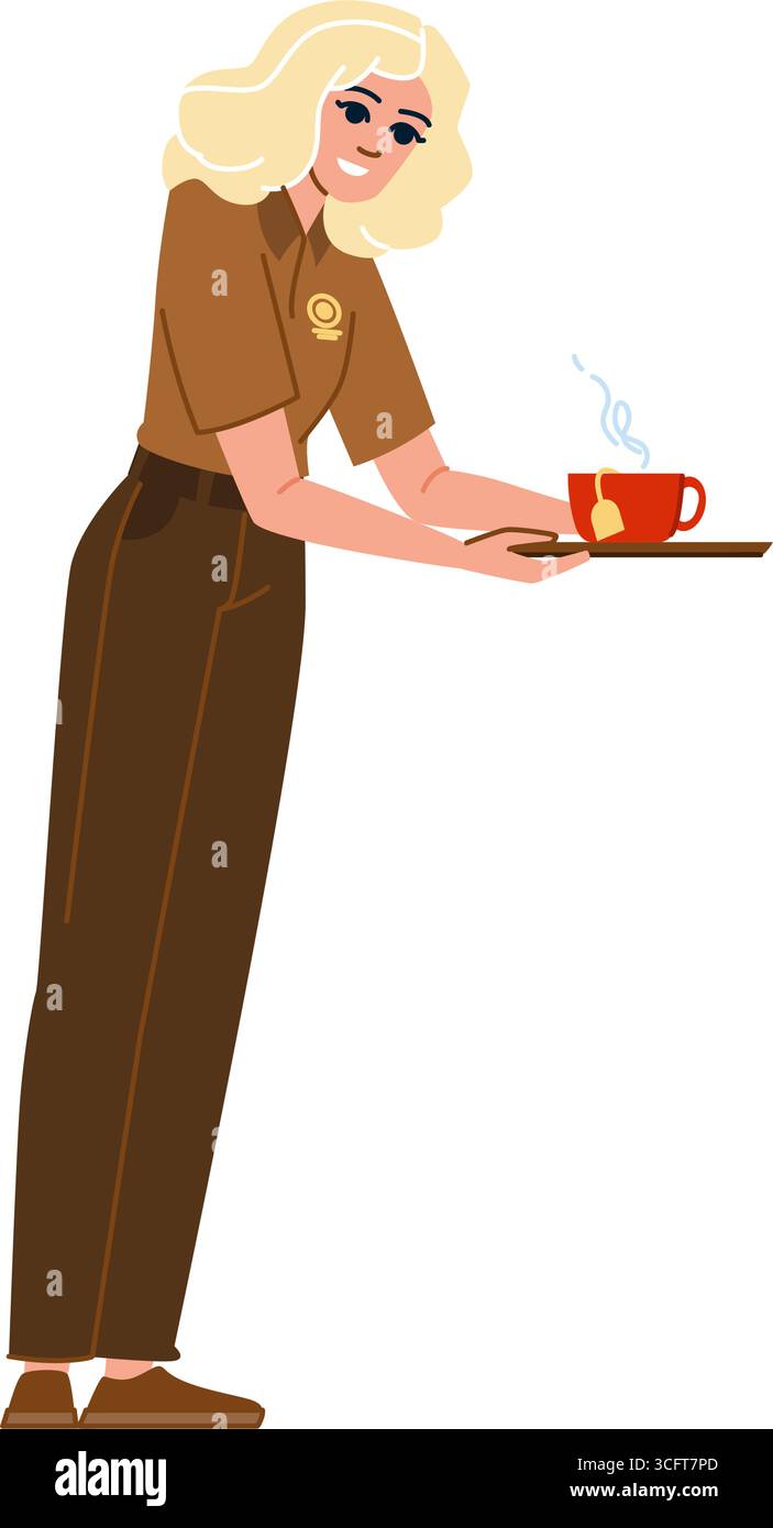 Girl holding tray serving Stock Vector Images - Alamy