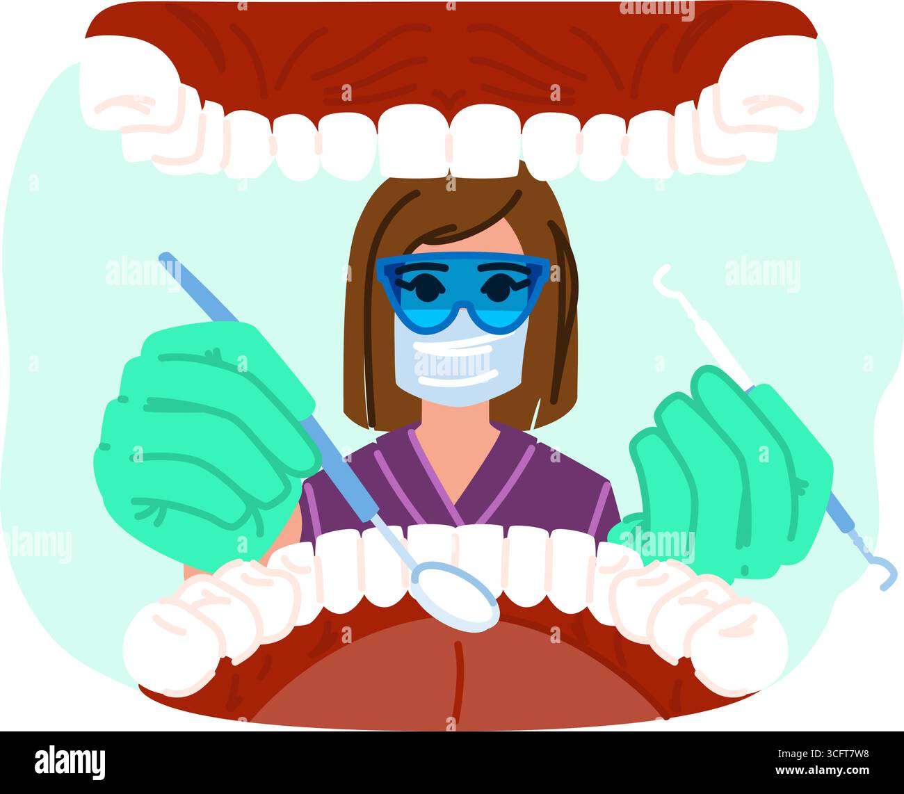 Dentist performing dental examination using mirror and probe Stock ...