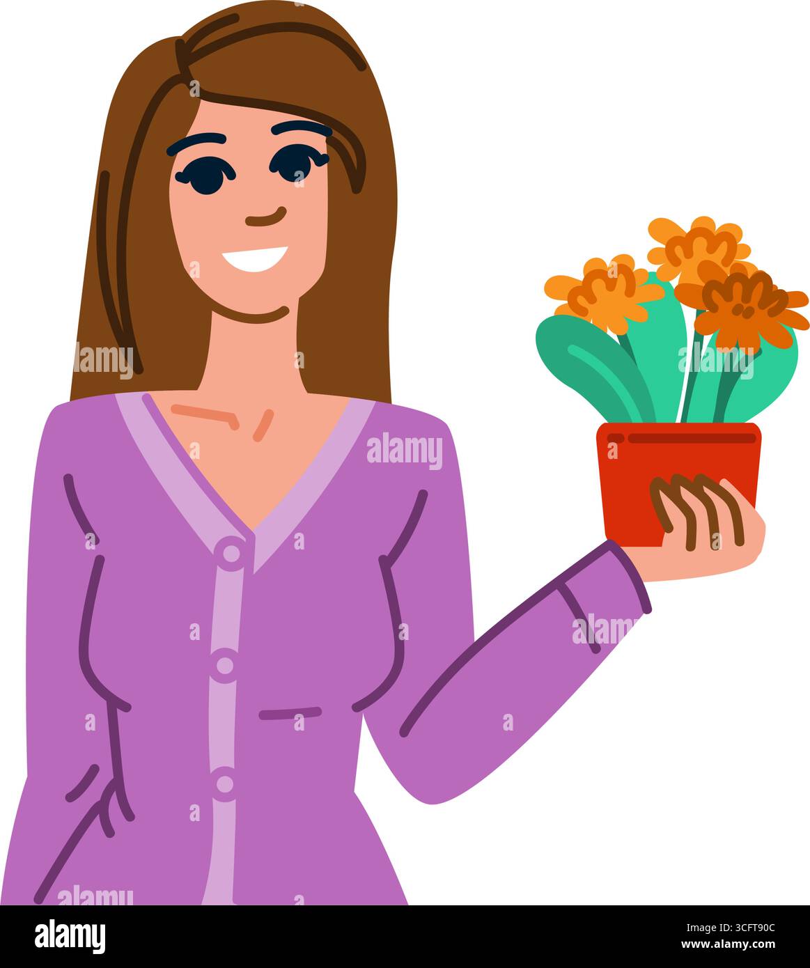 Cartoon character holding flower simple hi-res stock photography and ...