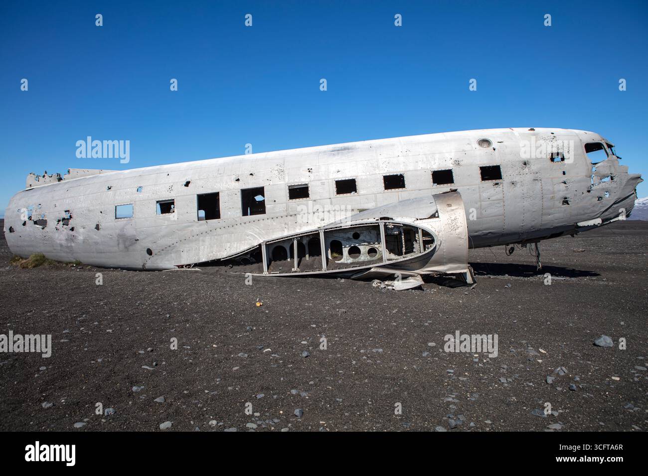 Abandoned wreck of US Navy Douglas DC-3 in Solheimasandur in south part ...