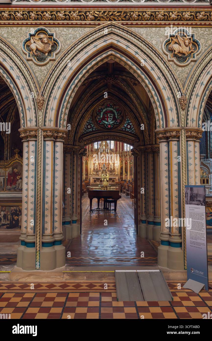 Interior view of the ornate Gothic Revival chapel at Ushaw College ...