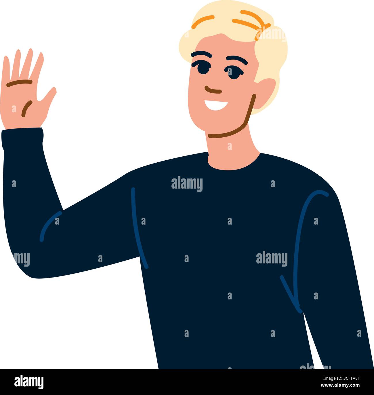 Portrait friendly young man waving Cut Out Stock Images & Pictures - Alamy