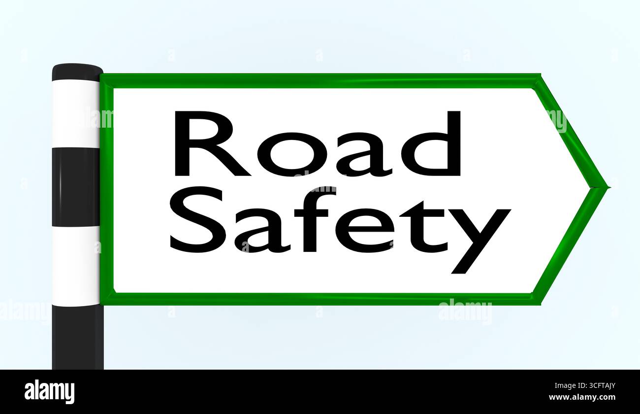 3D illustration of "Road Safety" script on a road sign Stock Photo - Alamy