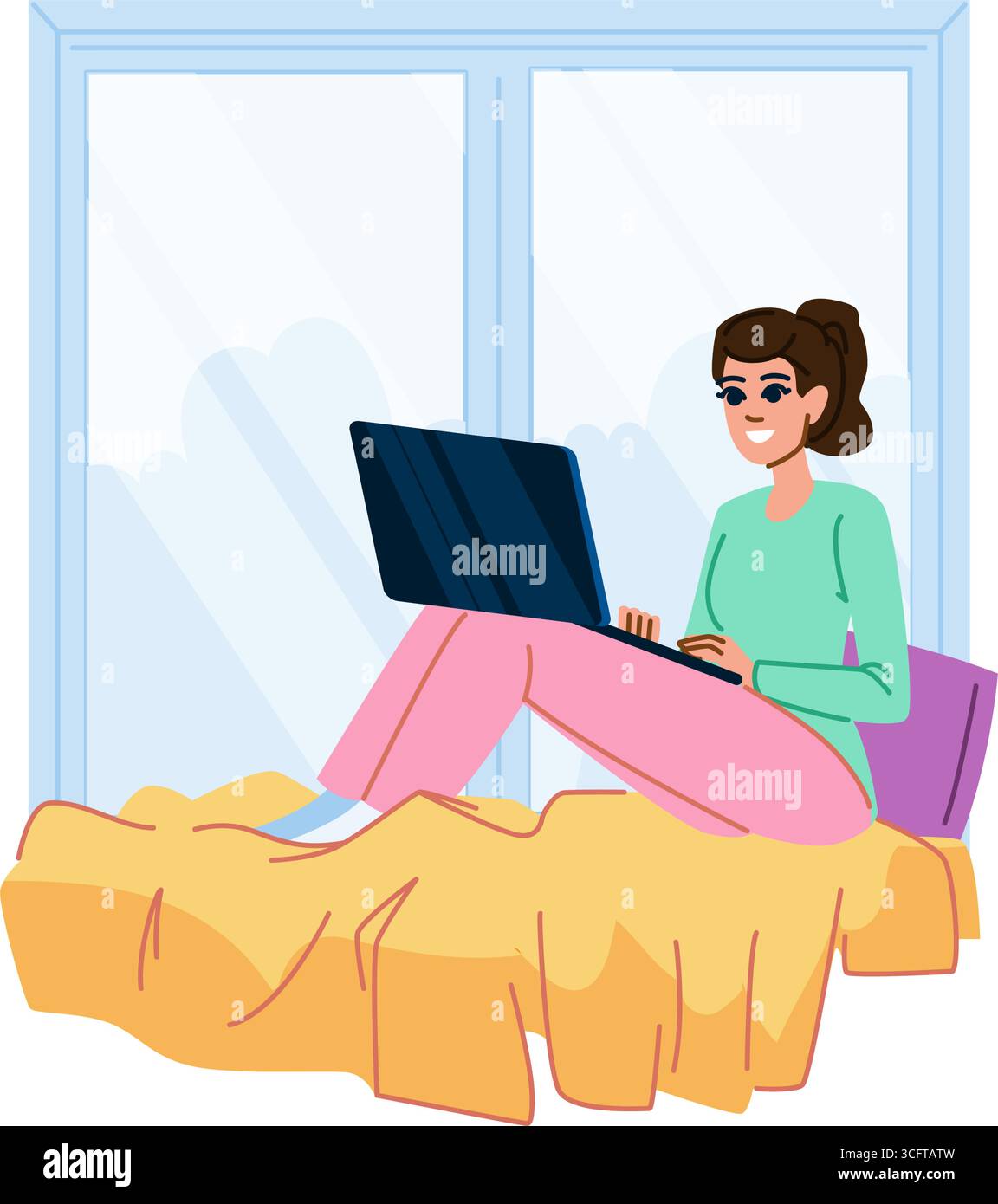 Freelancer browsing laptop on Cut Out Stock Images & Pictures - Alamy
