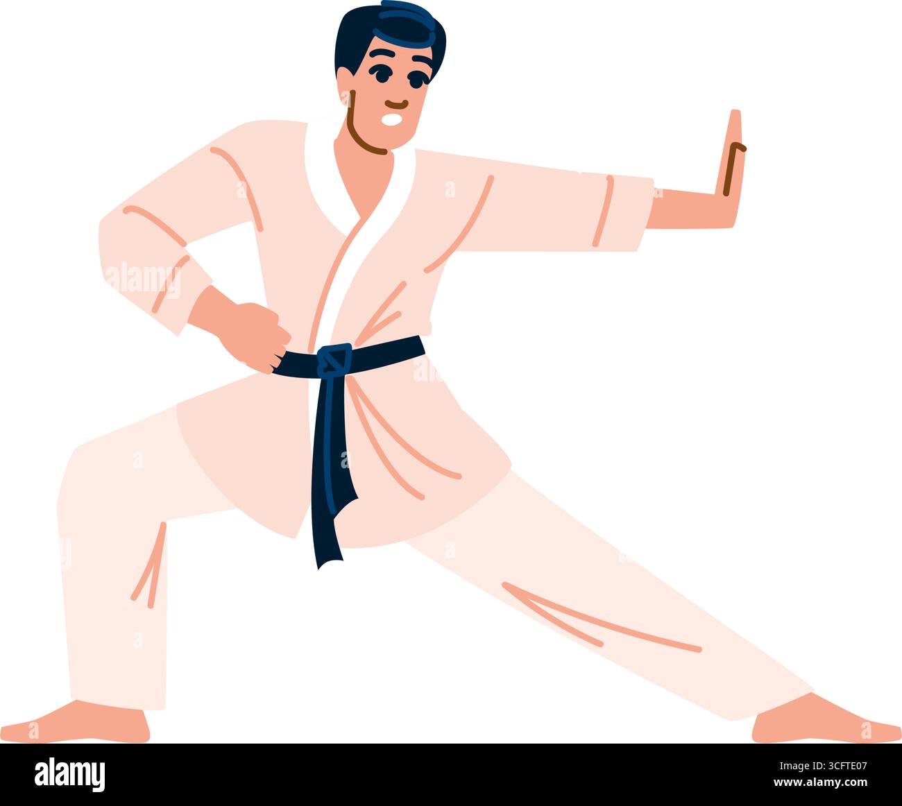 Karate fighter performing martial arts in fighting stance Stock Vector ...