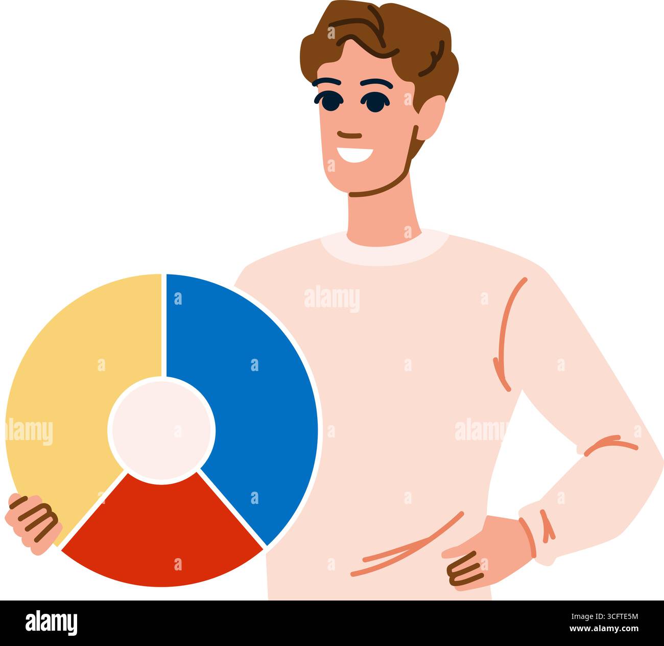 Smiling businessman holding pie chart representing market share ...