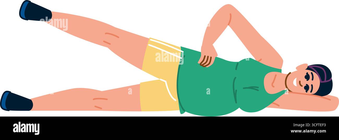 Pregnant woman doing leg raises, prenatal fitness and exercise Stock ...