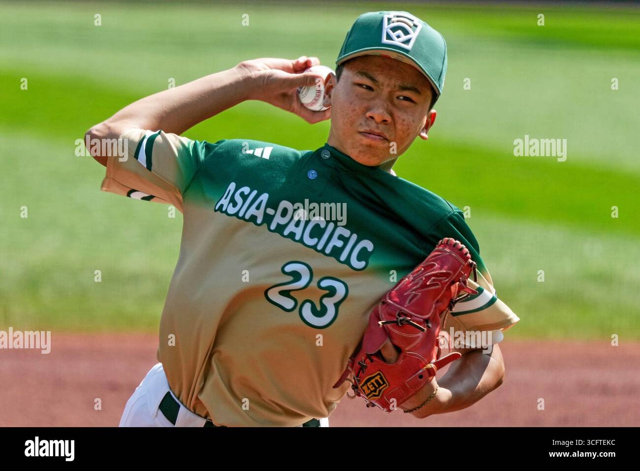 Taiwan's Lin Chin-Tse delivers during the first inning of the Little ...