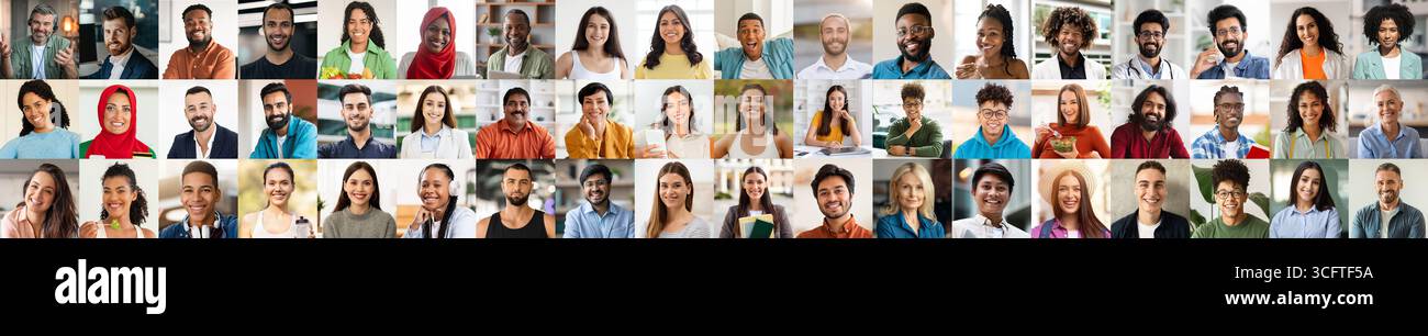Diverse faces joyfully celebrating multiethnic lifestyle together Stock ...
