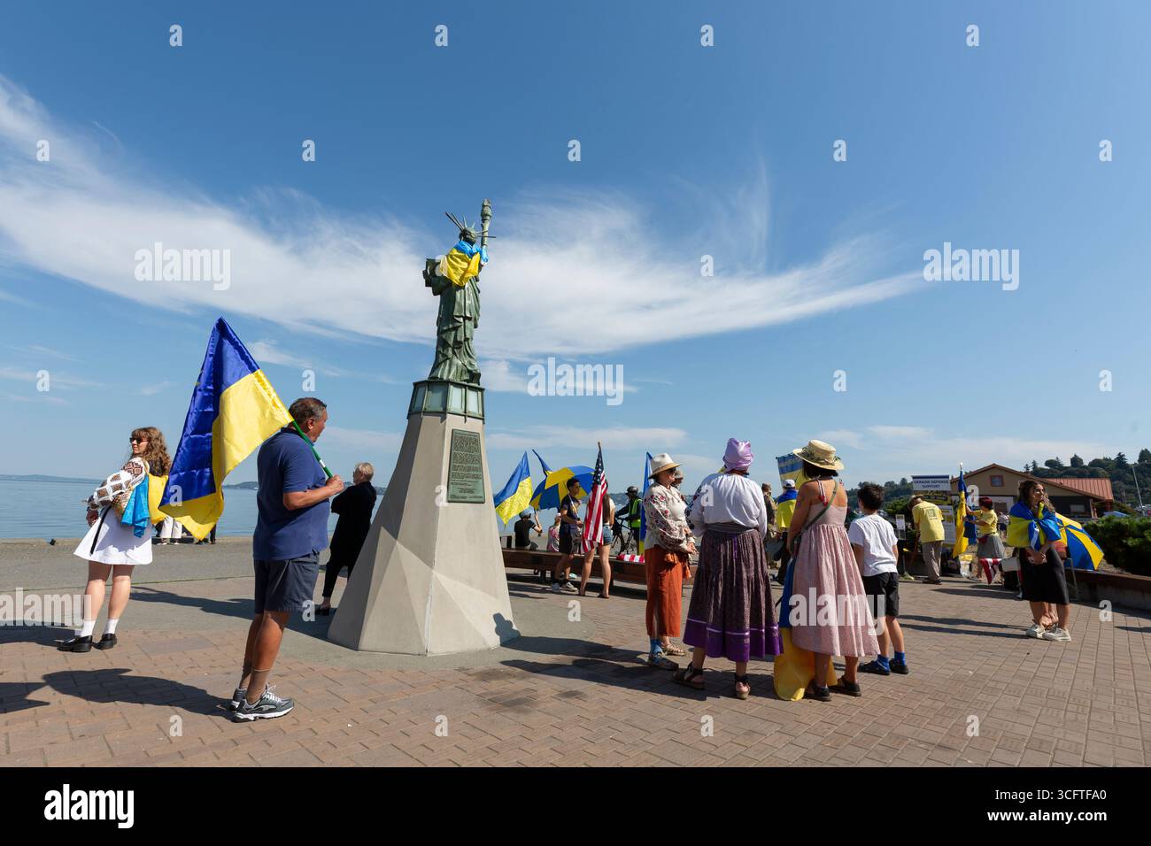 Seattle, Washington, USA. 24th August 2025. A small group of supporters ...