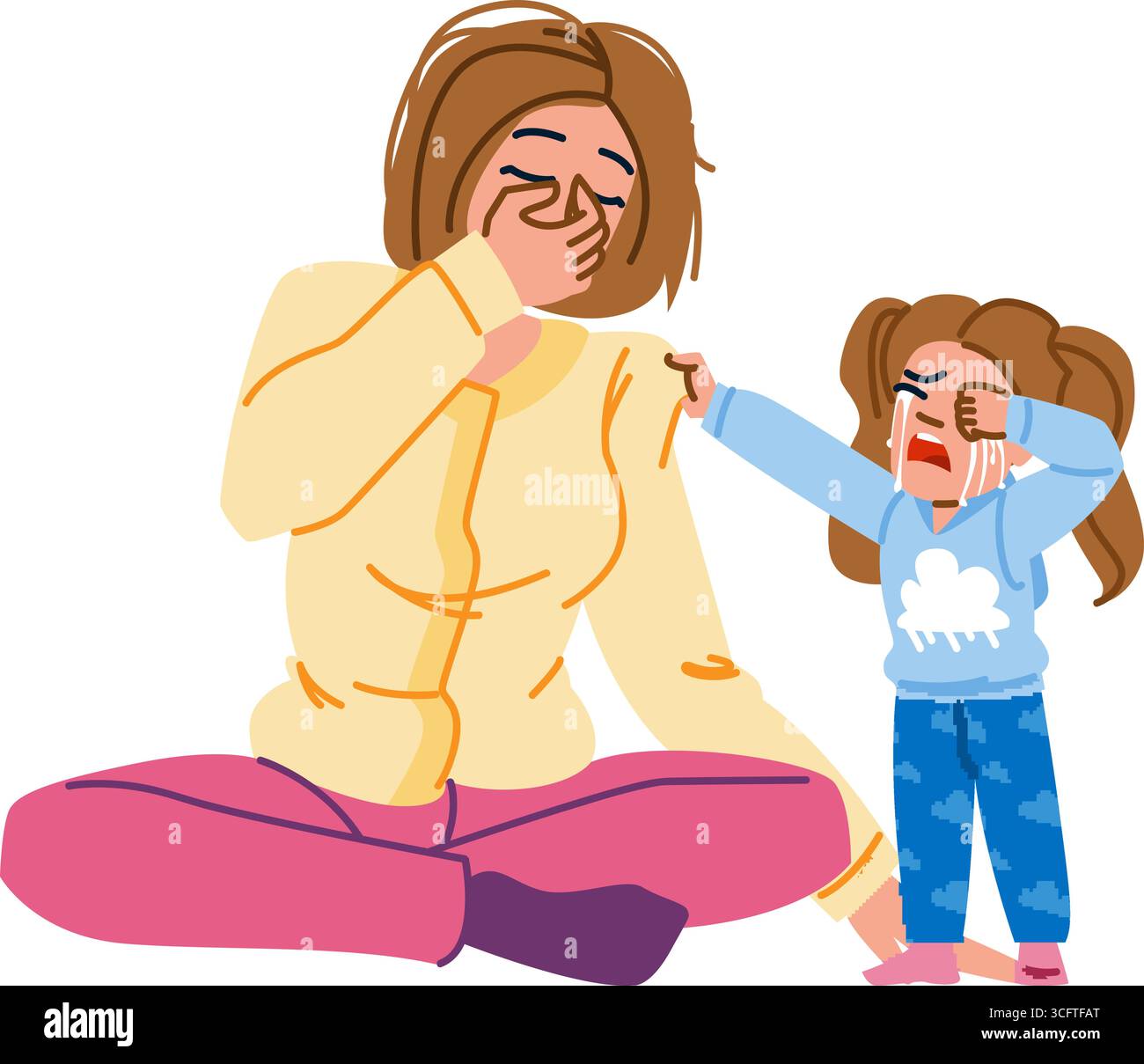 Mother comforting daughter crying Stock Vector Images - Alamy
