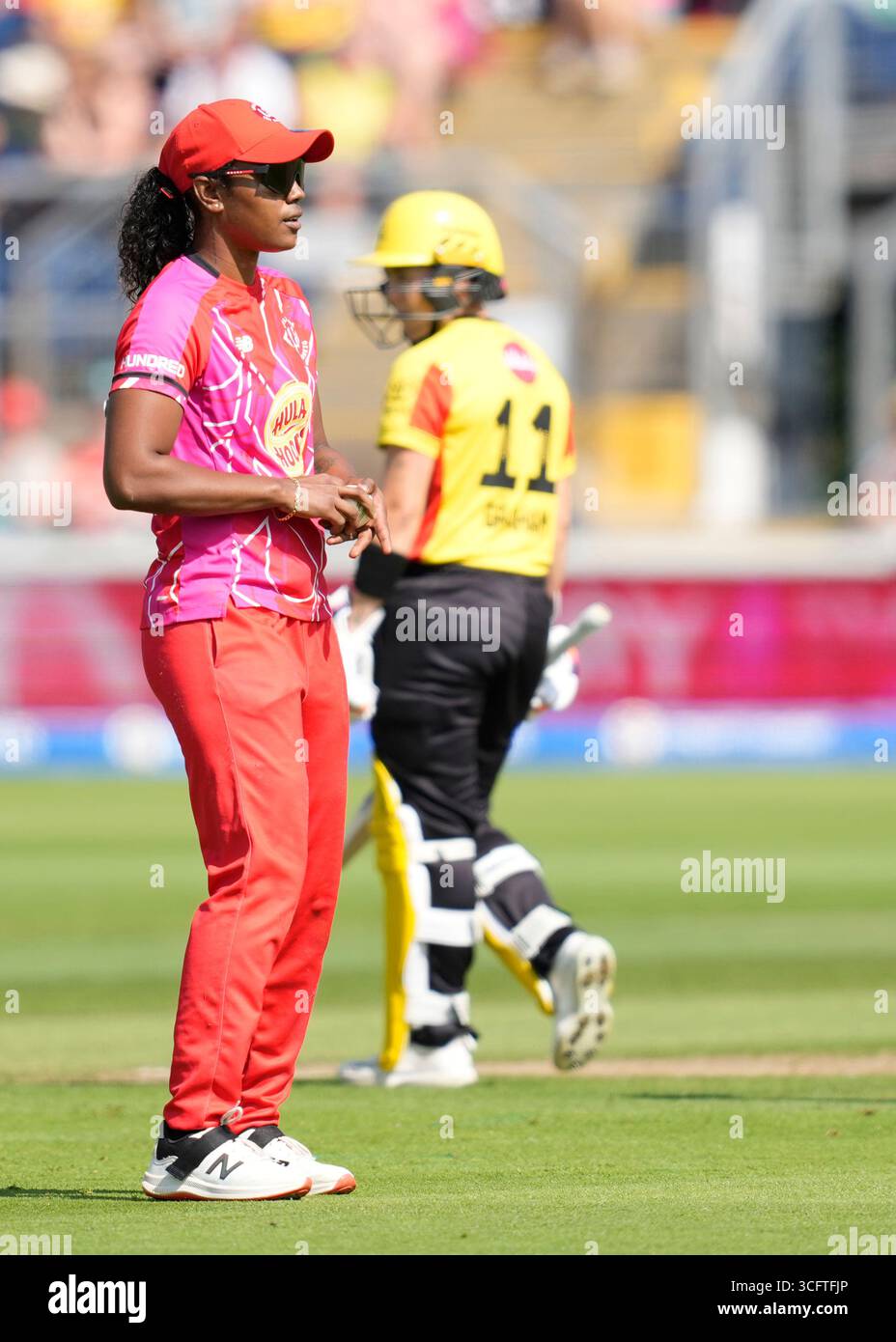 Cardiff,UK, 24 Aug 2025 Hayley Matthews of Welsh Fire prepares to bowl ...