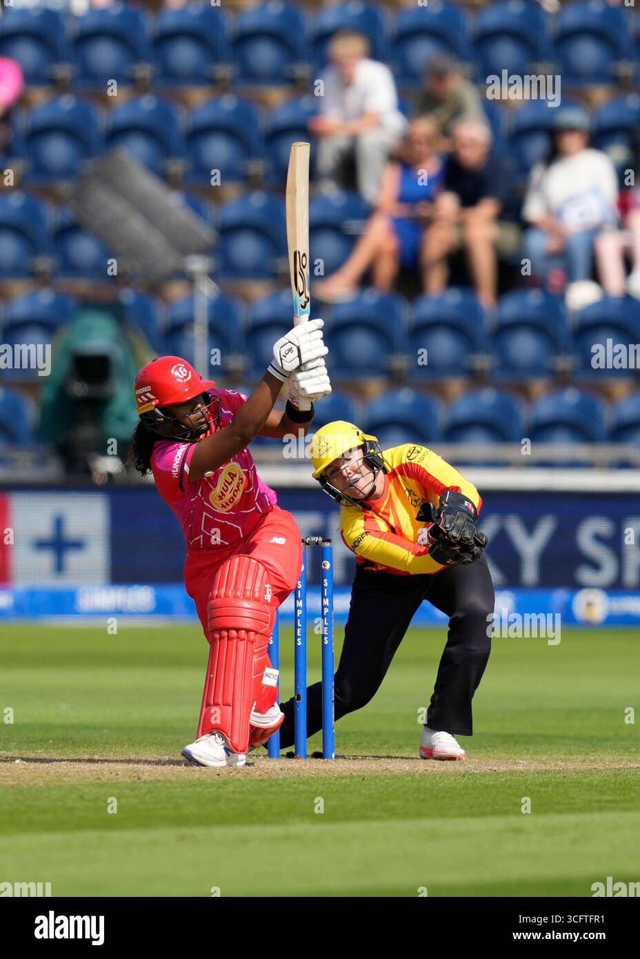 Cardiff,UK, 24 Aug 2025 Hayley Matthews of Welsh Fire hits a boundary ...