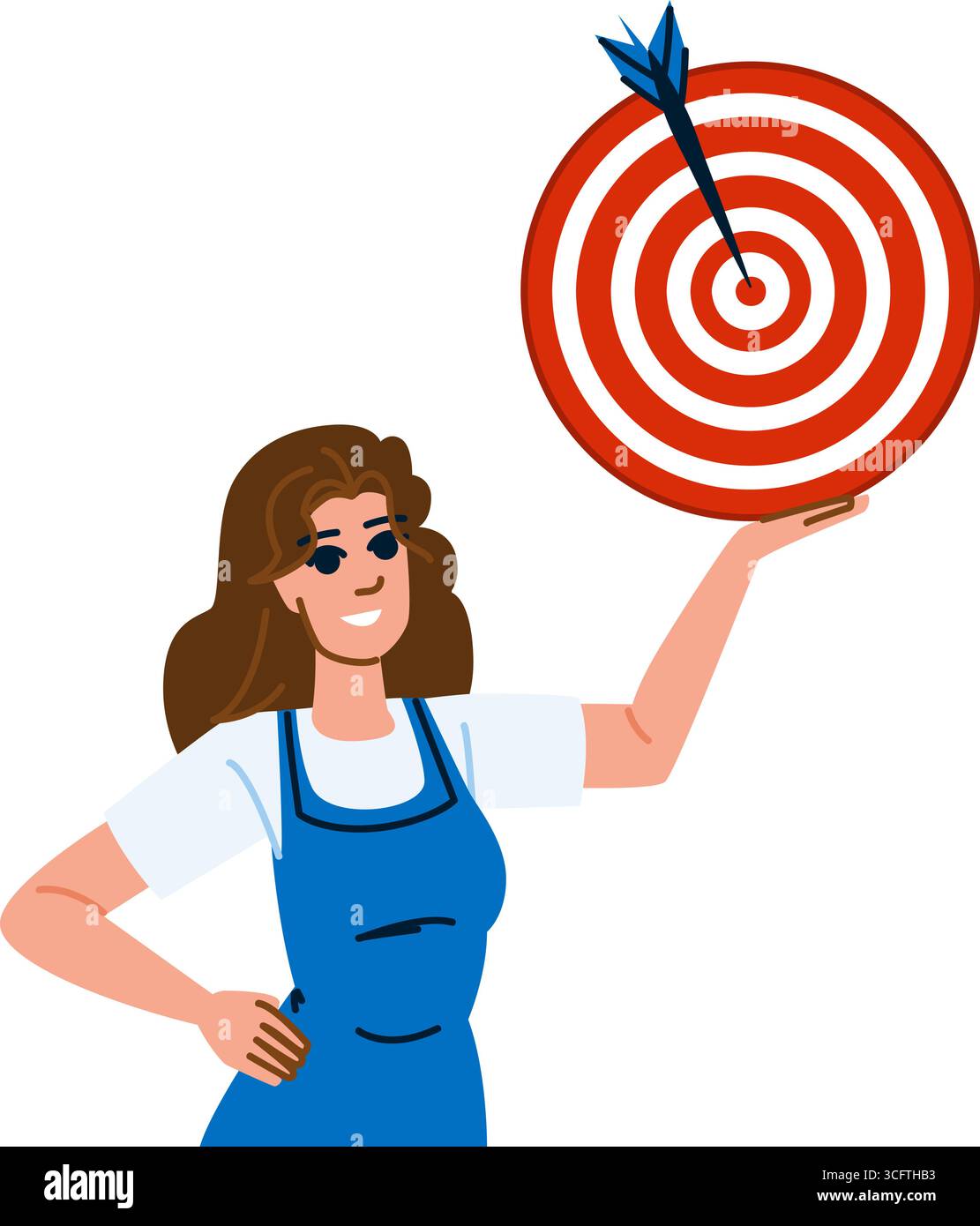 Successful businesswoman holding target with arrow in bullseye Stock ...