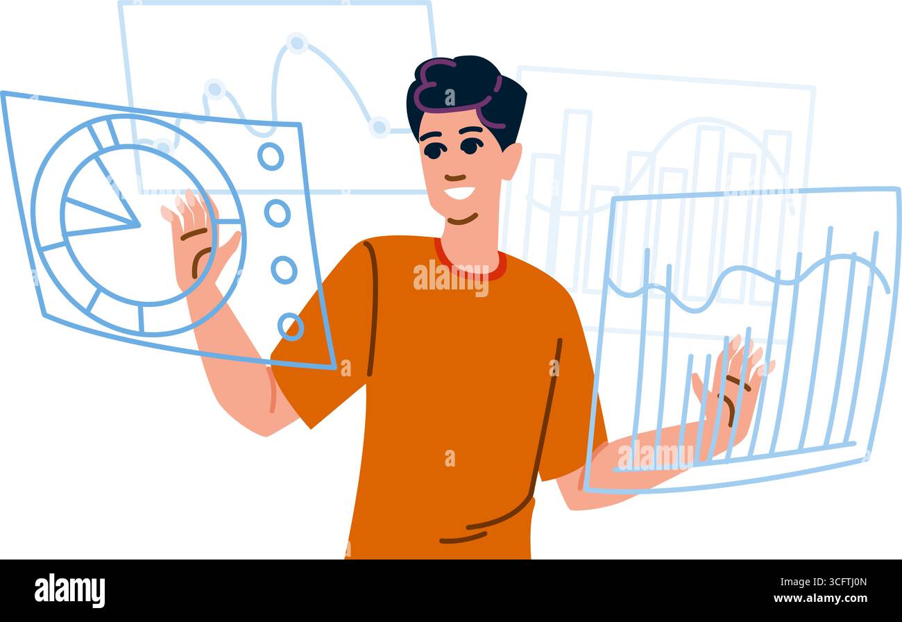 Businessman using futuristic interface screen Cut Out Stock Images & Pictures - Alamy