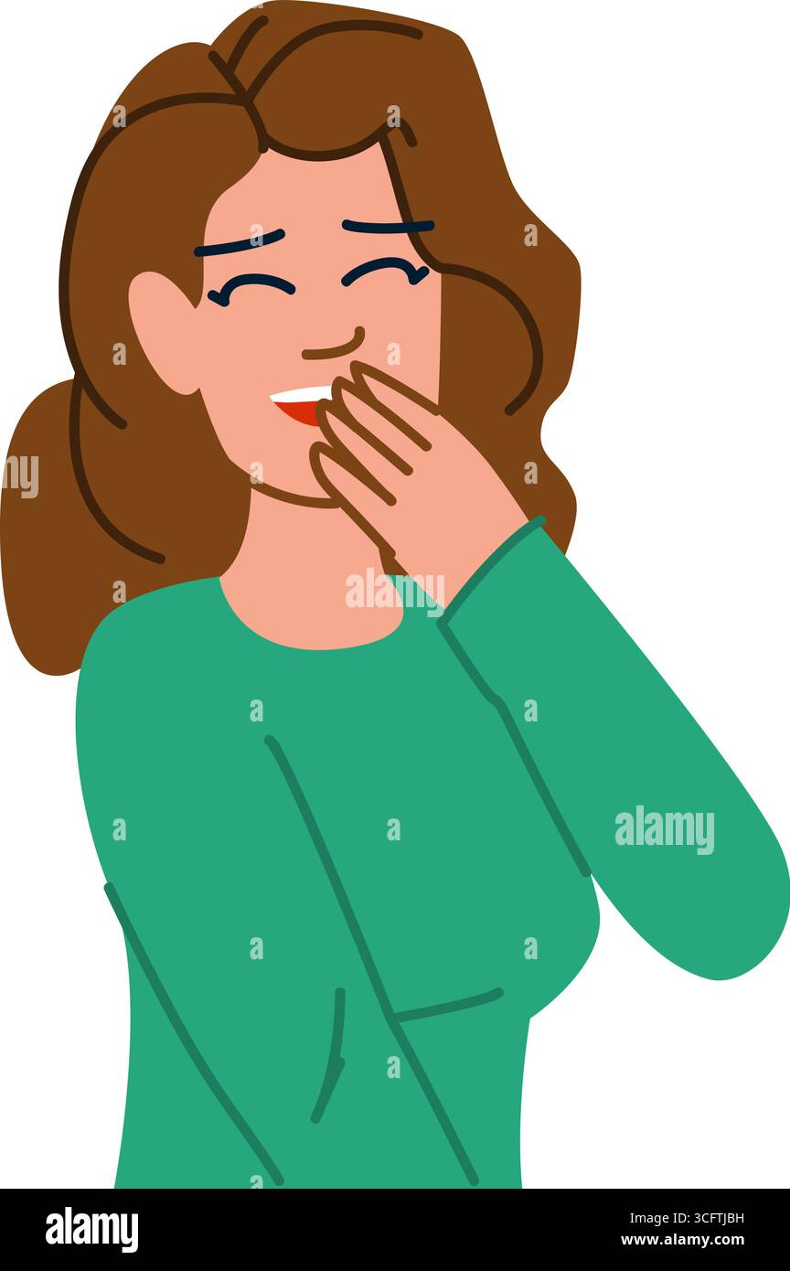 Young woman covering face laughing Stock Vector Images - Alamy