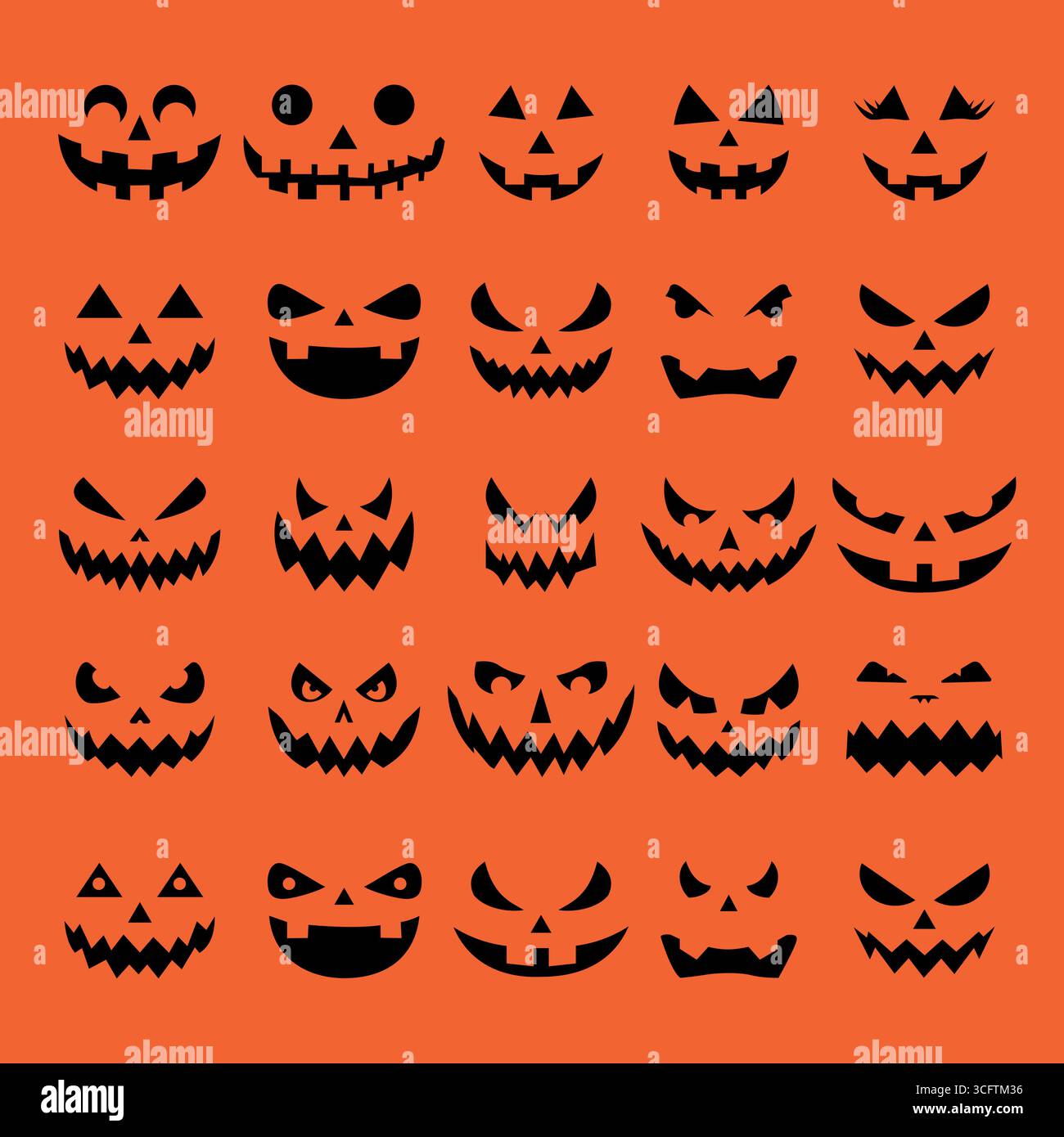 Jack O'Lanterns Pumpkin Faces Bundle Halloween Pumpkin Faces Stock ...