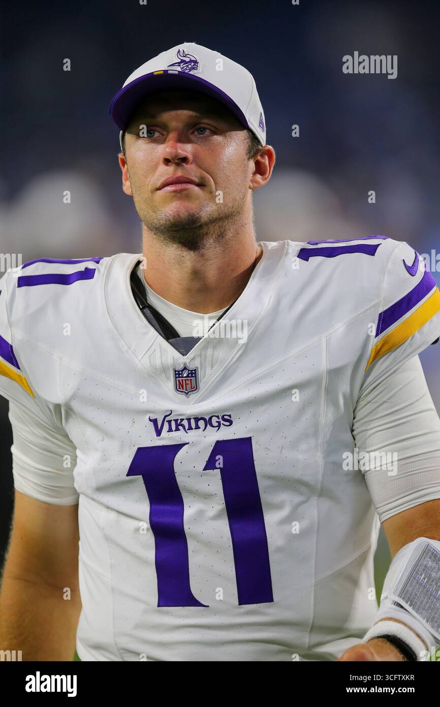 Minnesota Vikings quarterback Brett Rypien (11) walks off the field ...
