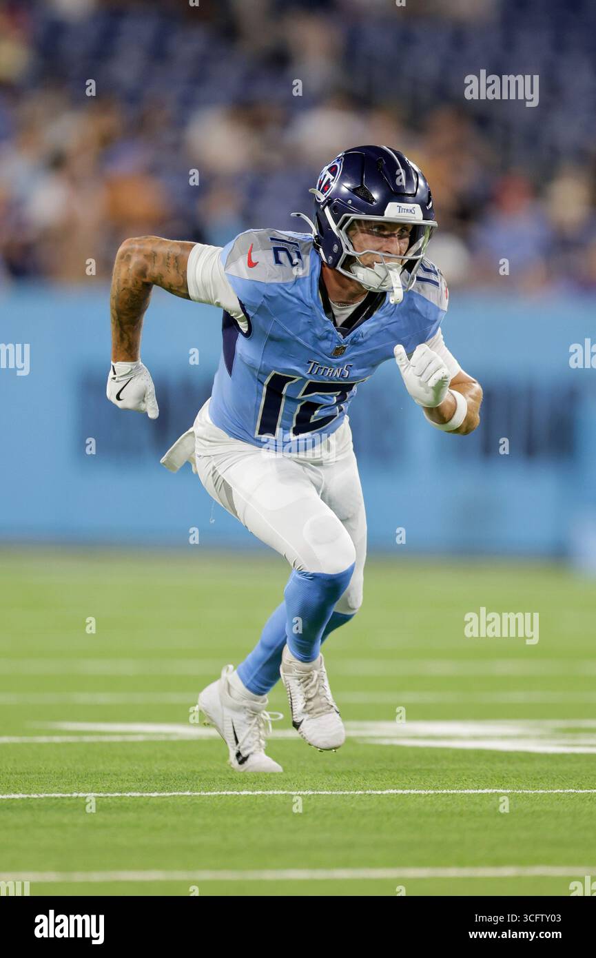 Tennessee Titans wide receiver Mason Kinsey (12) runs a route during ...