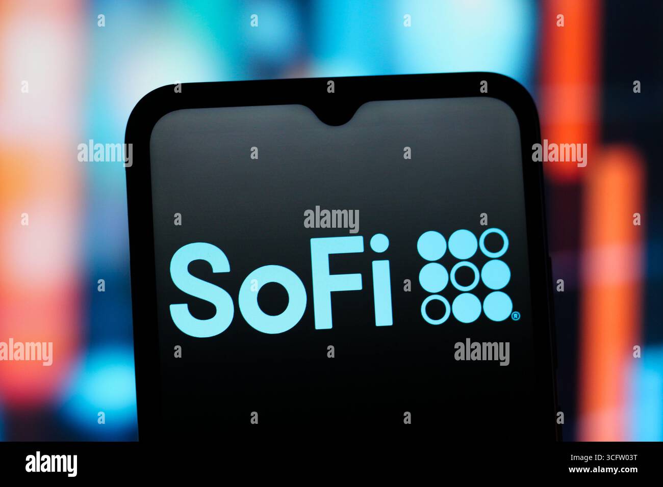 August 24, 2025: In this photo illustration, the SoFi Technologies logo is seen displayed on a ...