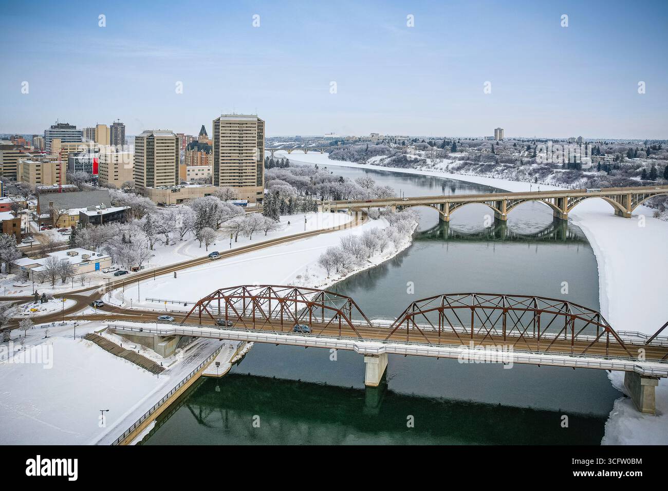 Aerial view of the Central Business District which is Saskatoon’s ...