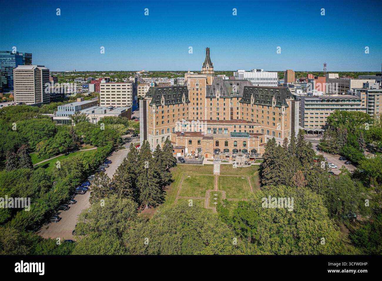 Aerial view of the Central Business District which is Saskatoon’s ...