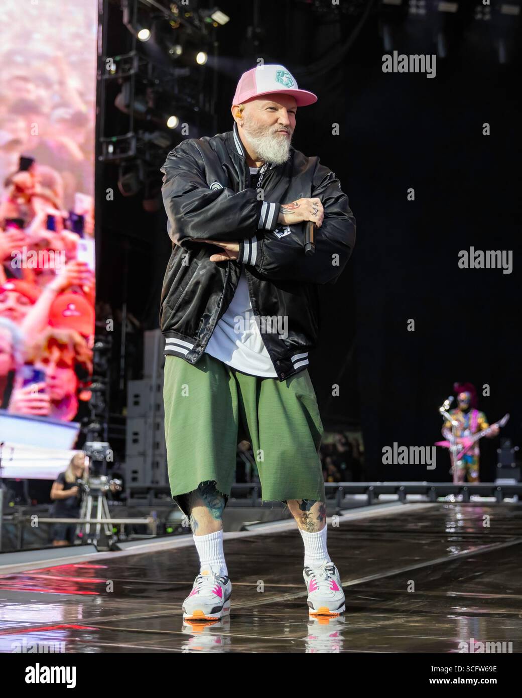 Leeds, England, 24th August, 2025. Limp Bizkit playing the Main Stage ...