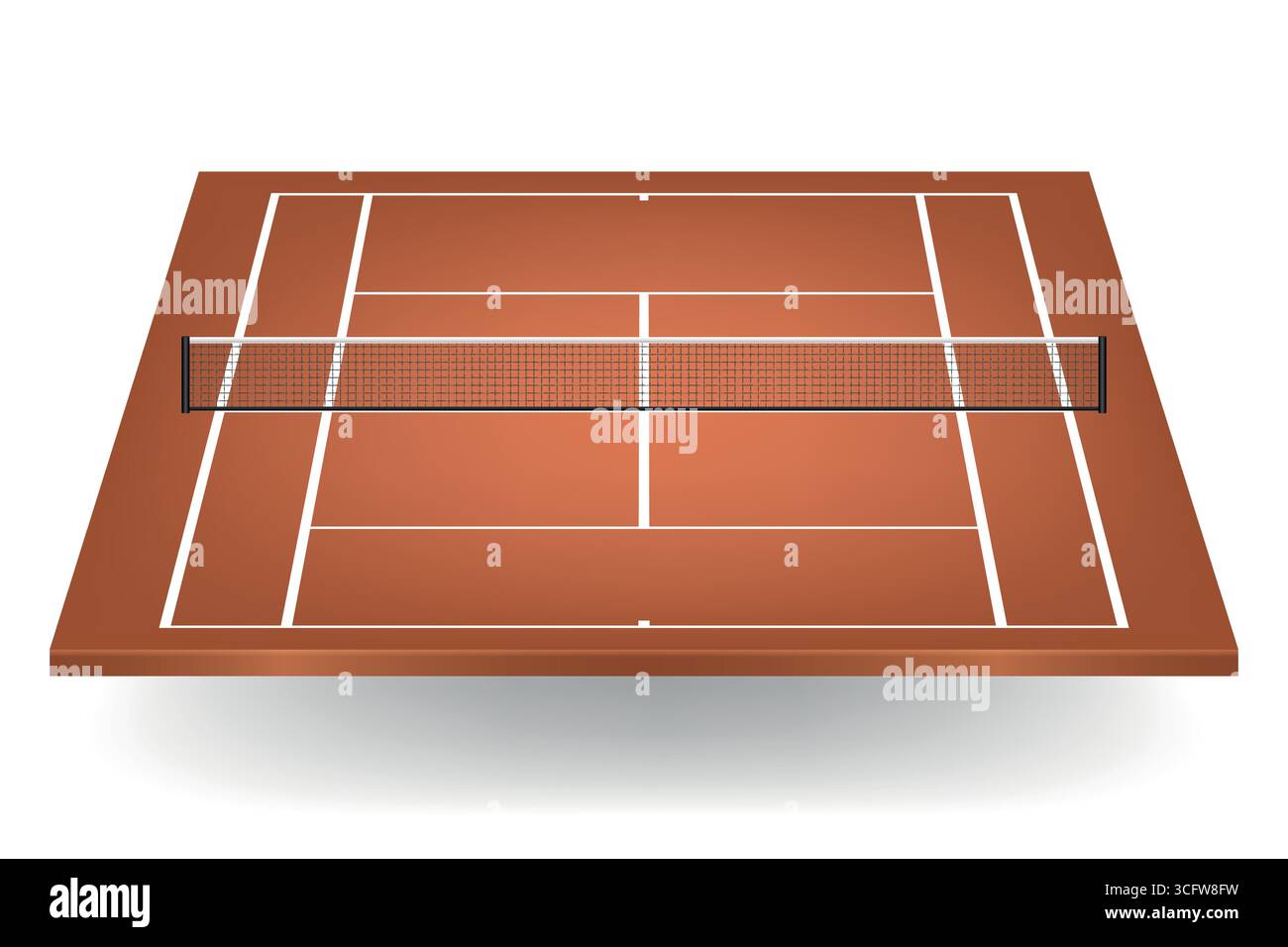 Vector Tennis Court with Net. Realistic Clay Tennis Court Illustration ...